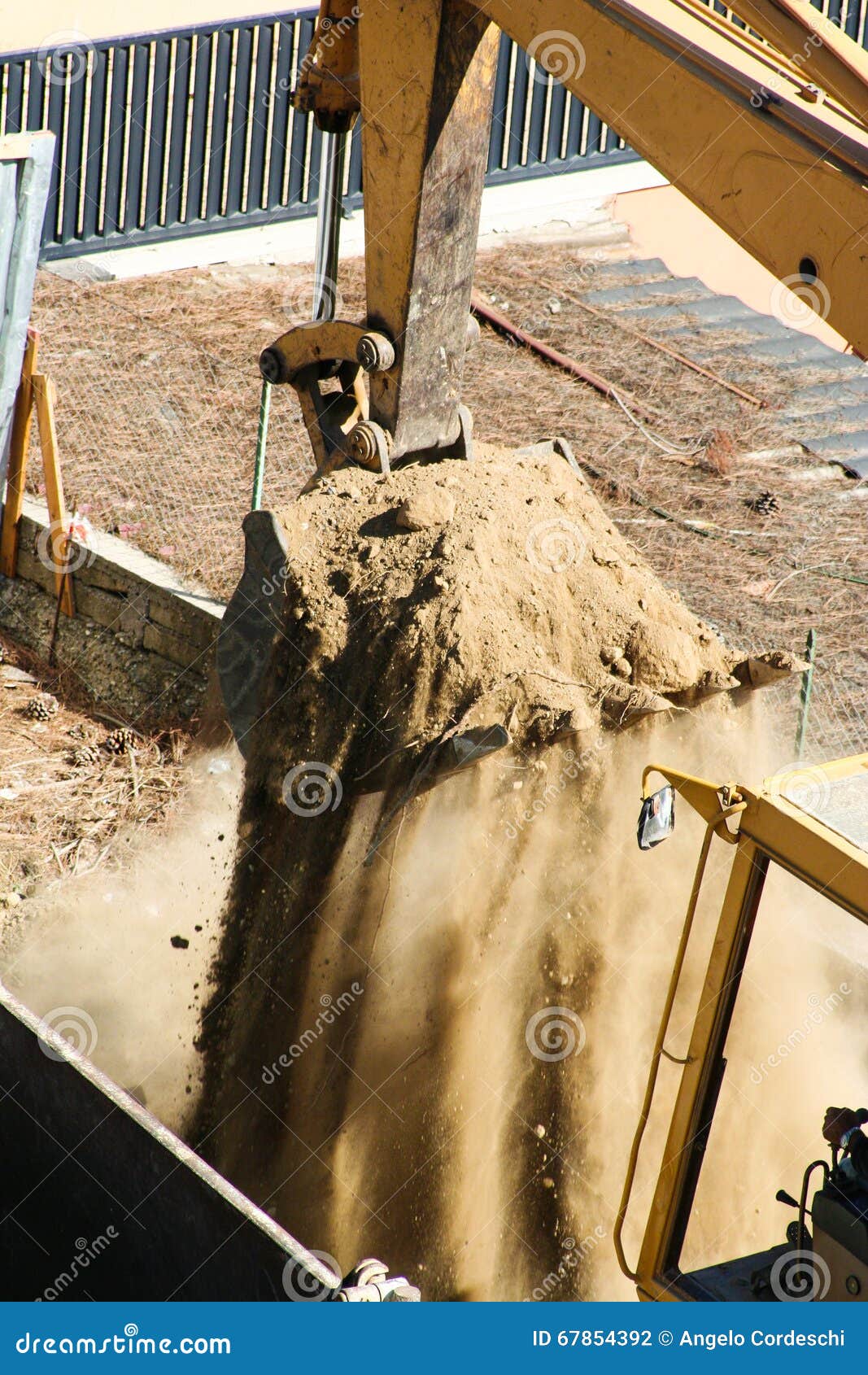 Excavator Bulldozer Scraper Lifting the Soil Earth Stock Photo - Image ...