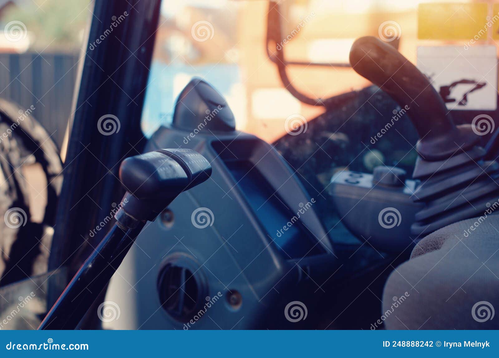 Excavator Cabin and Controls Stock Photo - Image of equipment, hands ...