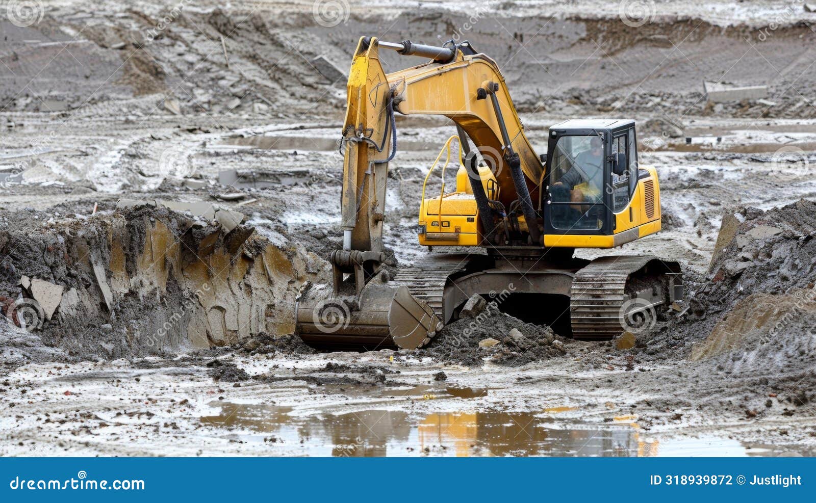 An Excavator Carefully Carving Out a Precise Foundation for a Building ...