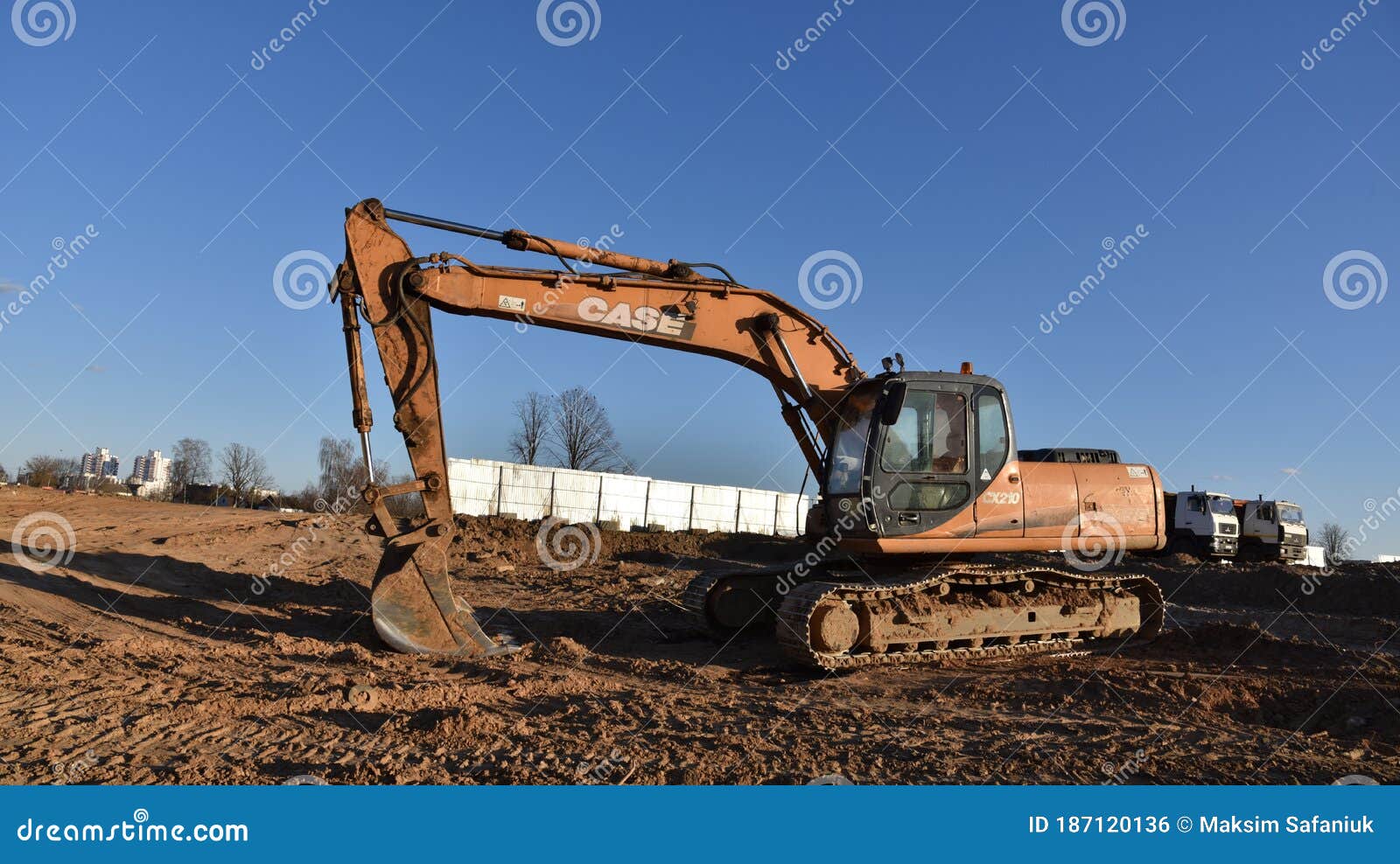 Excavator CASE CX210 Working at Construction Site. Construction ...