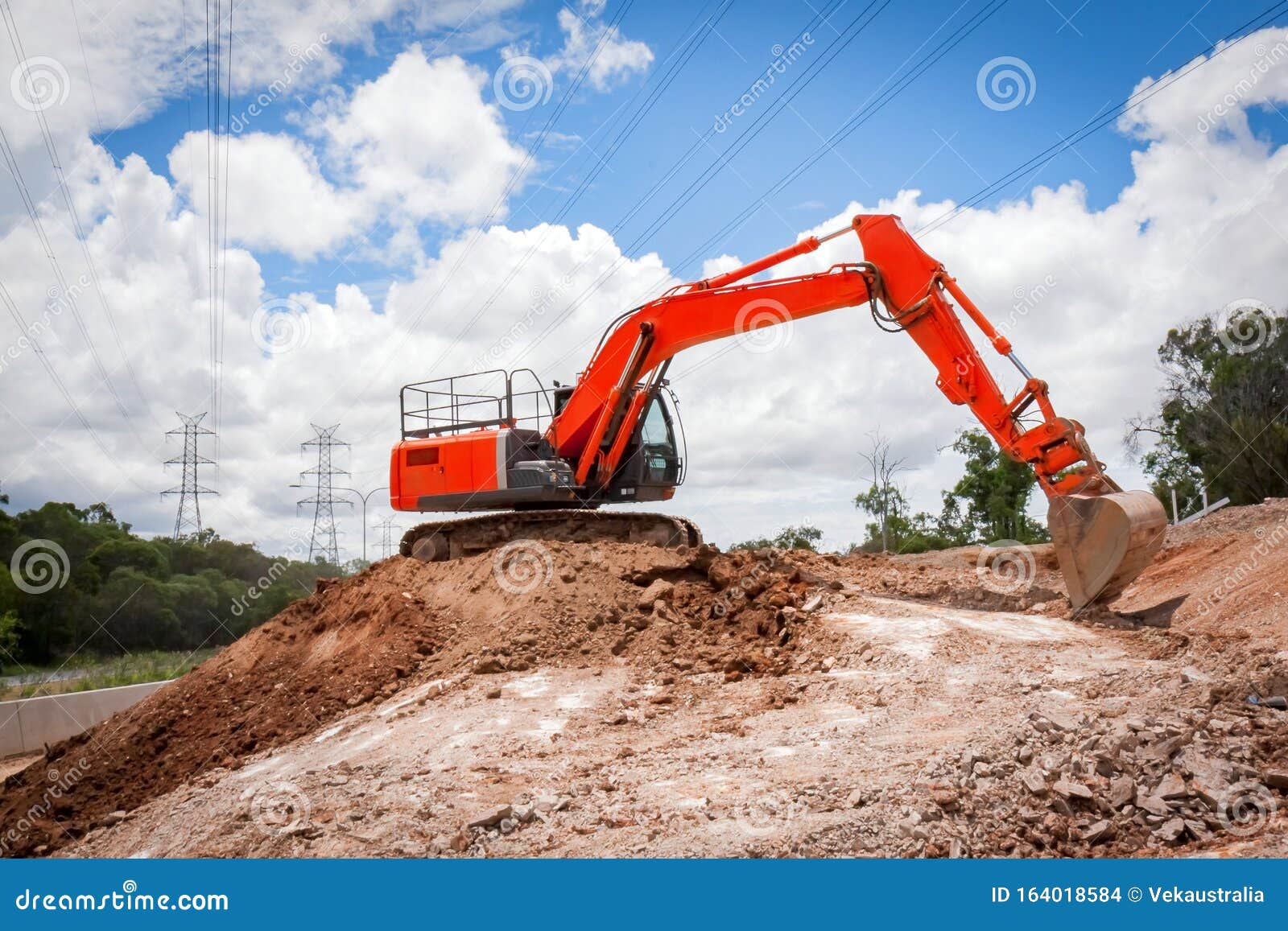 Orange Hydraulic Excavator Digger Civil Construction Stock Photo ...