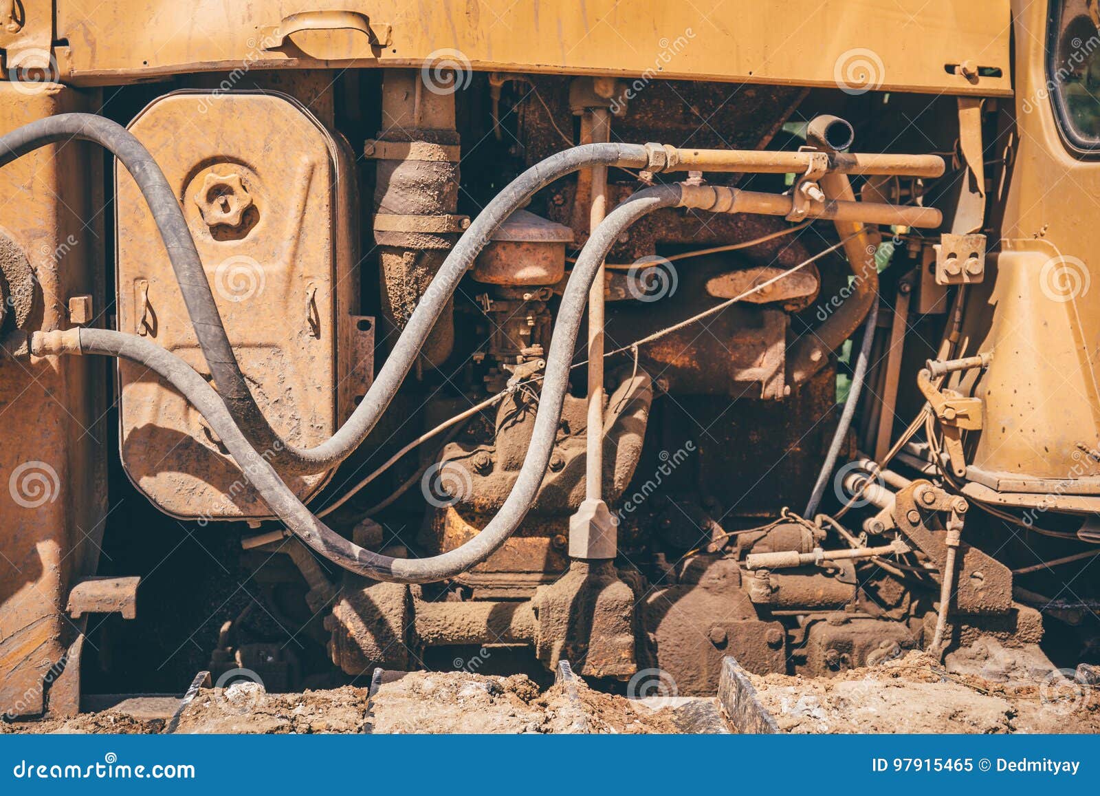 Excavator Close-up Working Mechanisms Stock Image - Image of power ...