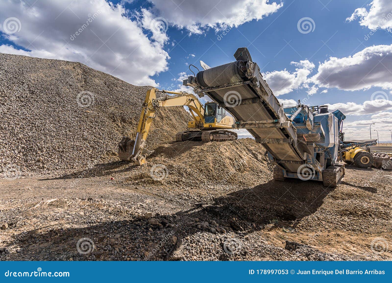 Excavator Collecting Stone in an Open-cast Mine Stock Image - Image of ...