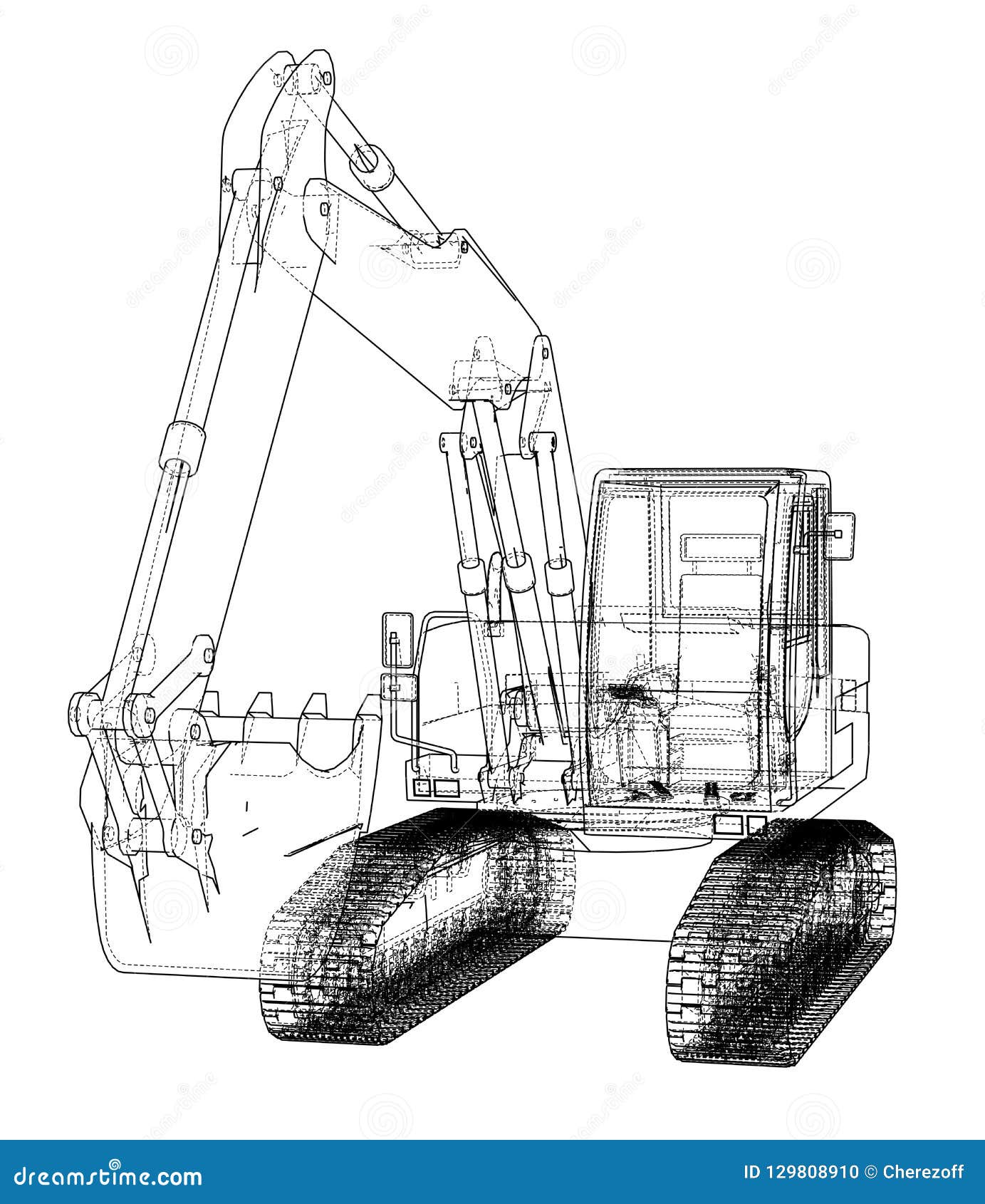 Excavator Concept Outline. Vector Stock Vector - Illustration of digger ...