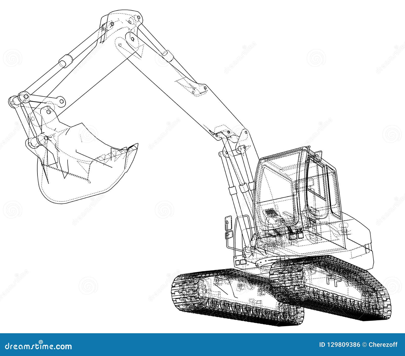 Excavator Concept Outline. Vector Stock Vector - Illustration of ...