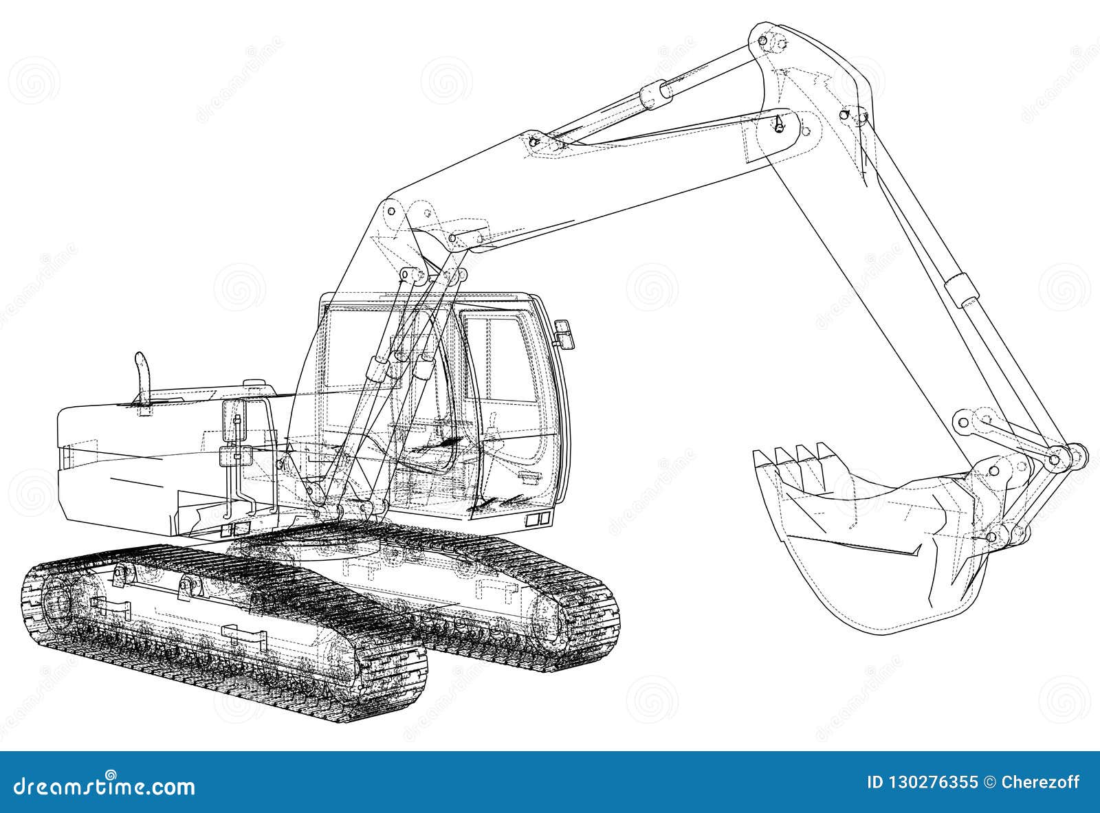 Excavator Concept Outline. Vector Stock Vector - Illustration of ...