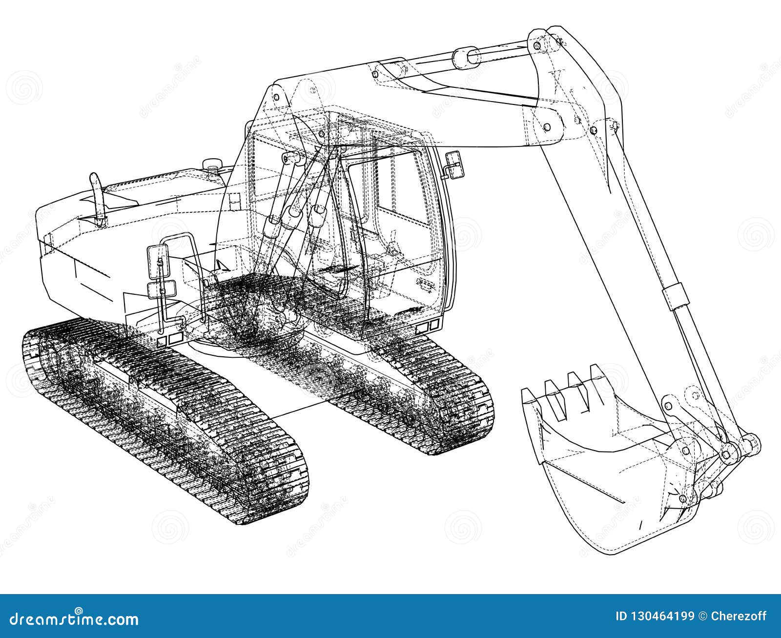Excavator Concept Outline. Vector Stock Vector - Illustration of loader ...