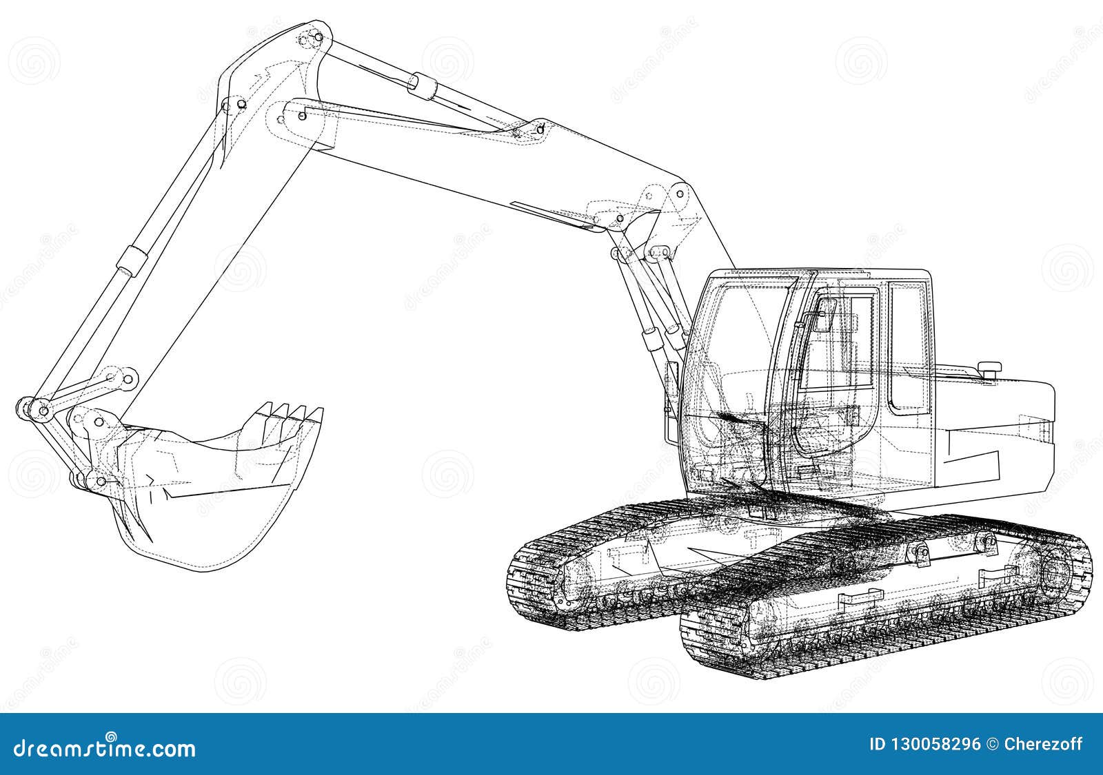 Excavator Concept Outline. Vector Stock Vector - Illustration of ...