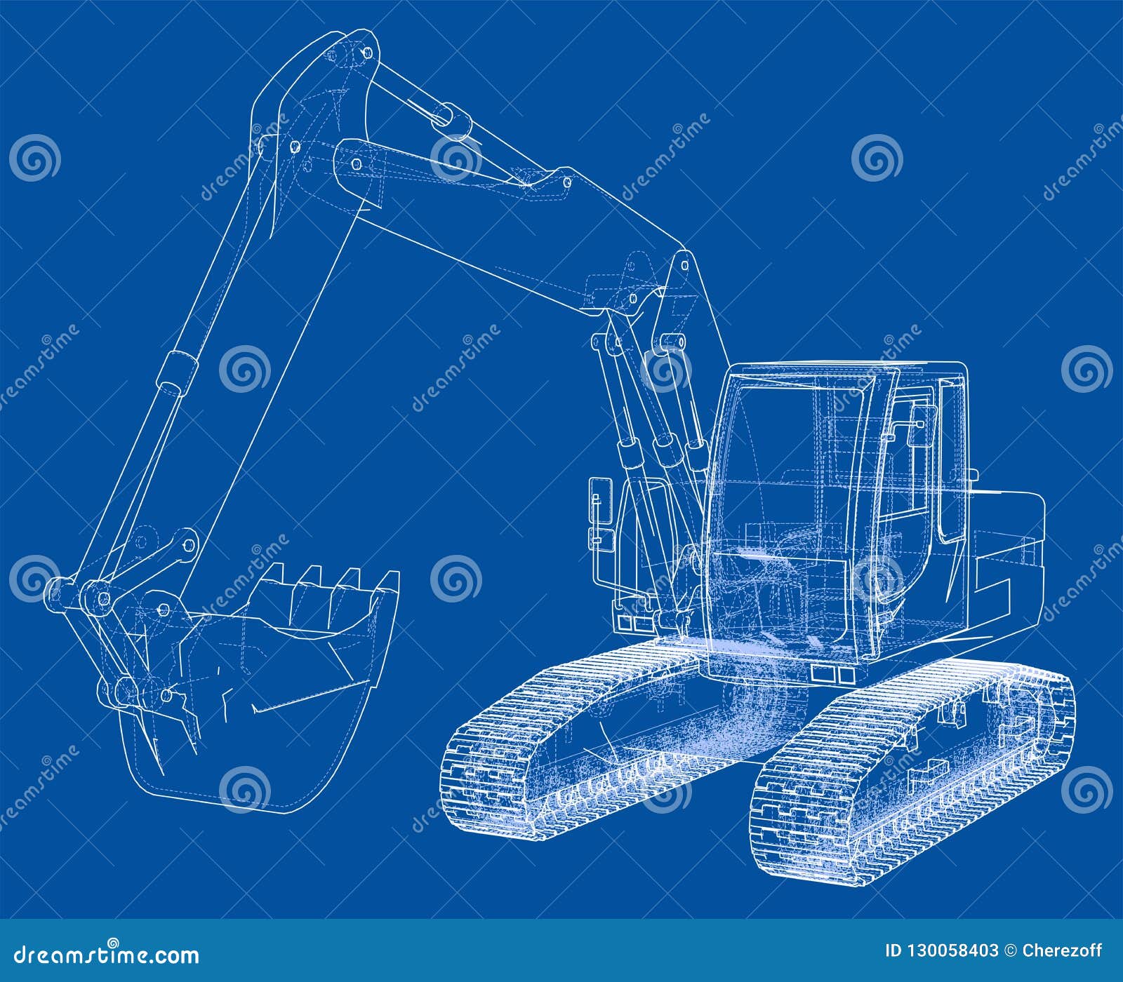 Excavator Concept Outline. Vector Stock Vector - Illustration of ...