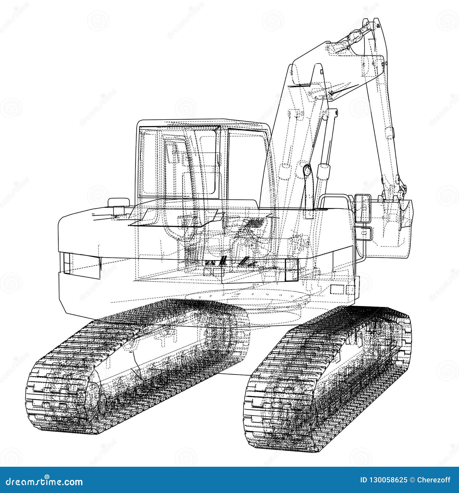Excavator Concept Outline. Vector Stock Vector - Illustration of object ...