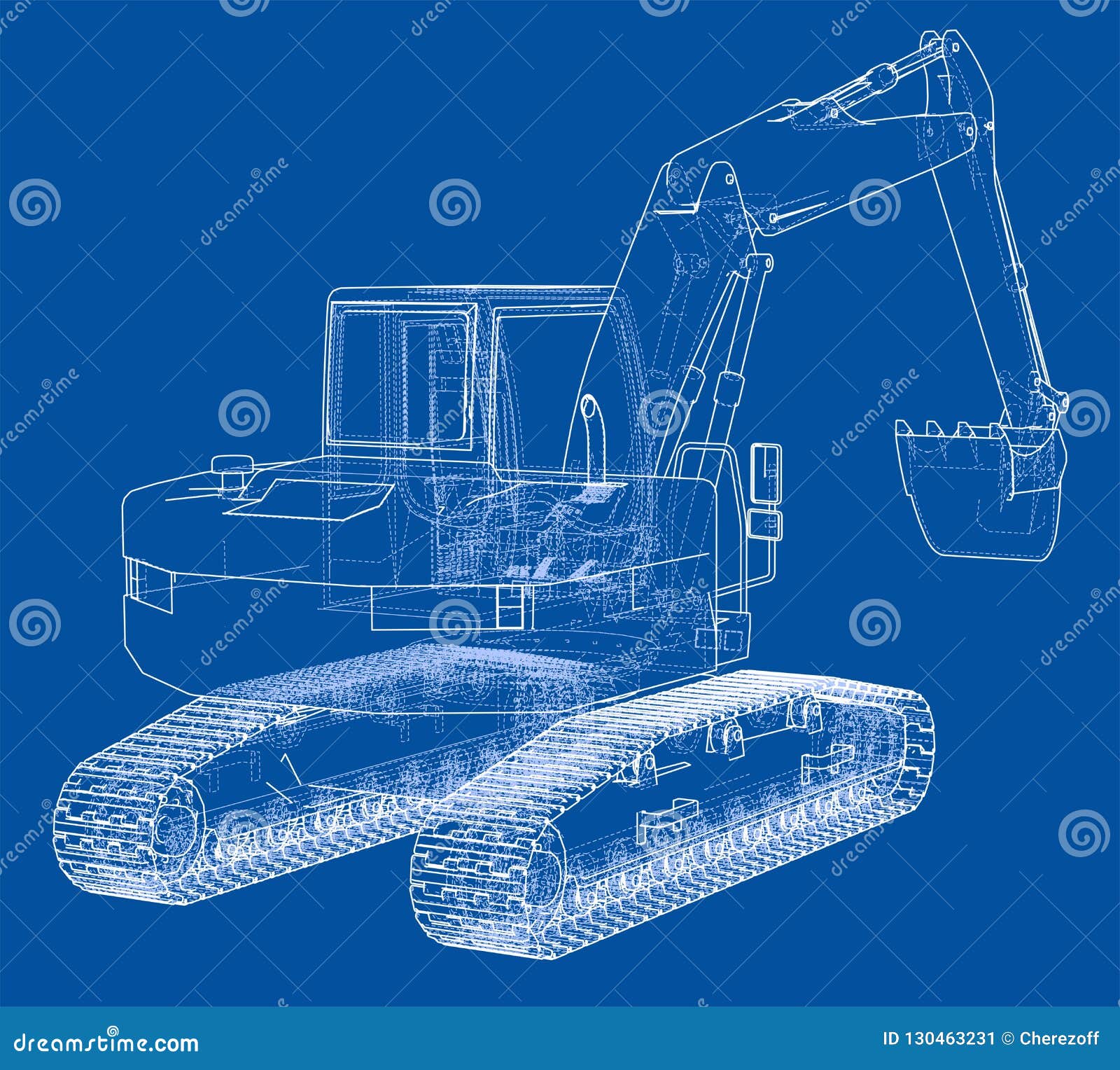 Excavator Concept Outline. Vector Stock Vector - Illustration of ...