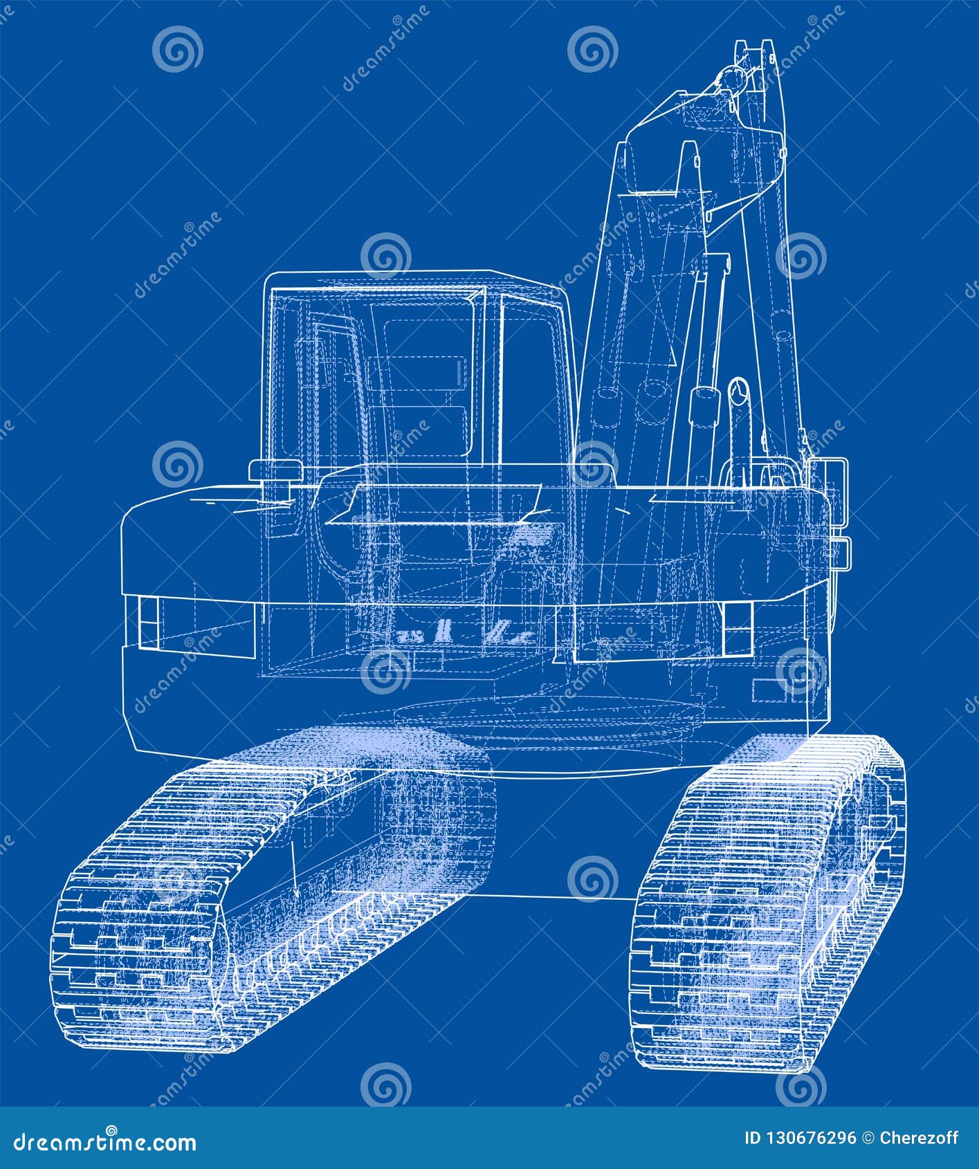 Excavator Concept Outline. Vector Stock Vector - Illustration of ...