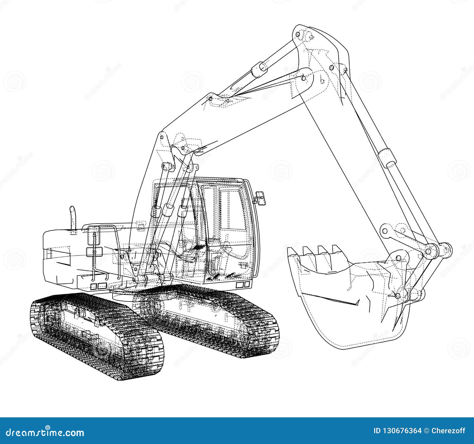 Excavator Concept Outline. Vector Stock Vector - Illustration of ...