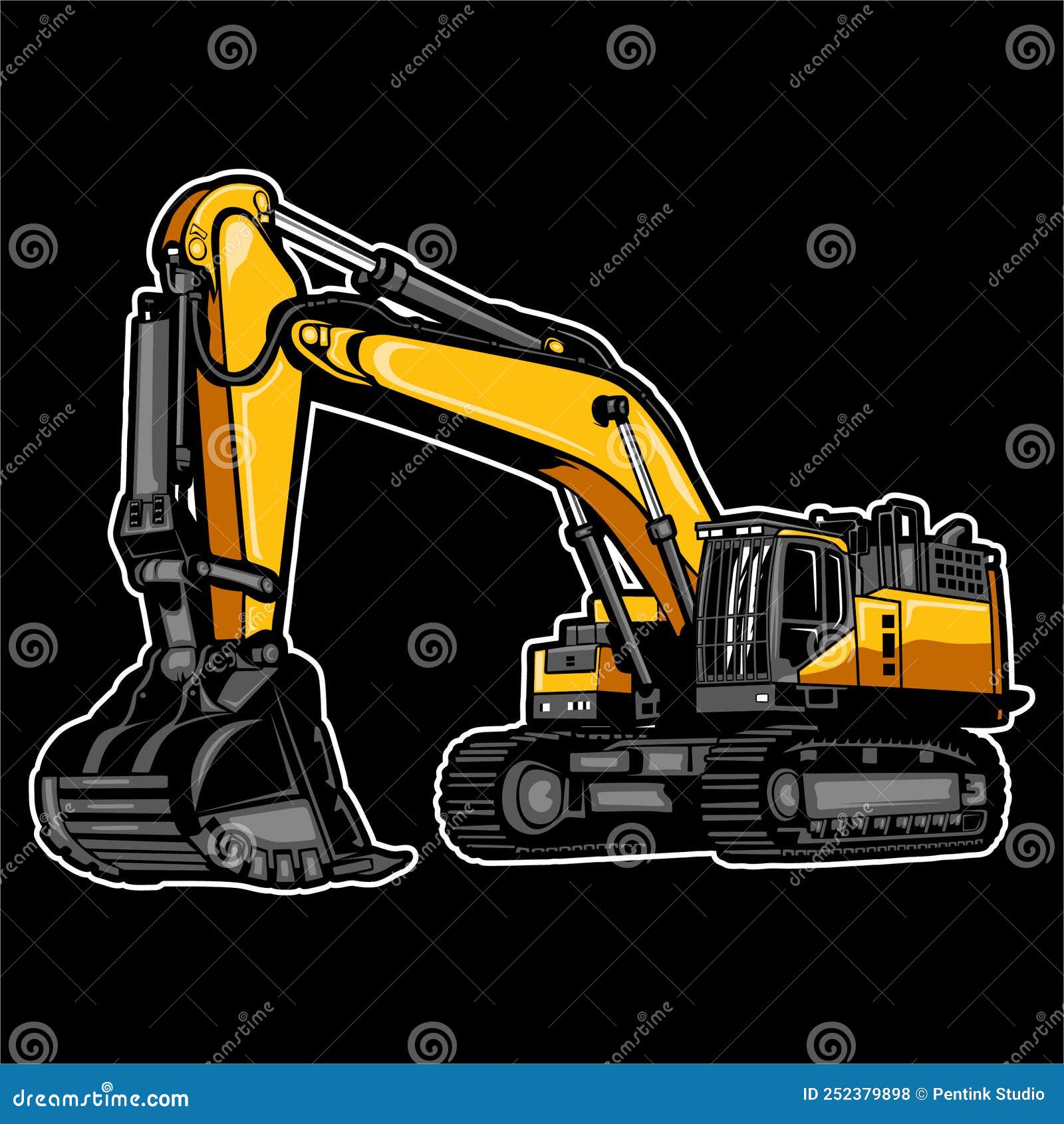 Excavator Machine Construction Vector Gear Stock Vector - Illustration ...