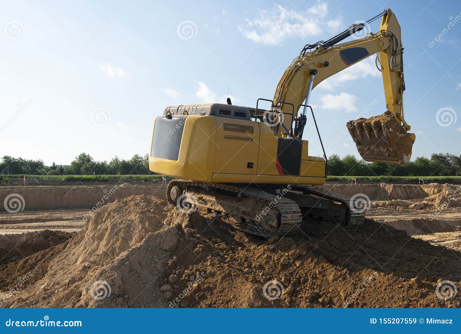 Excavator on Construction of New Highway Stock Image - Image of dredger ...
