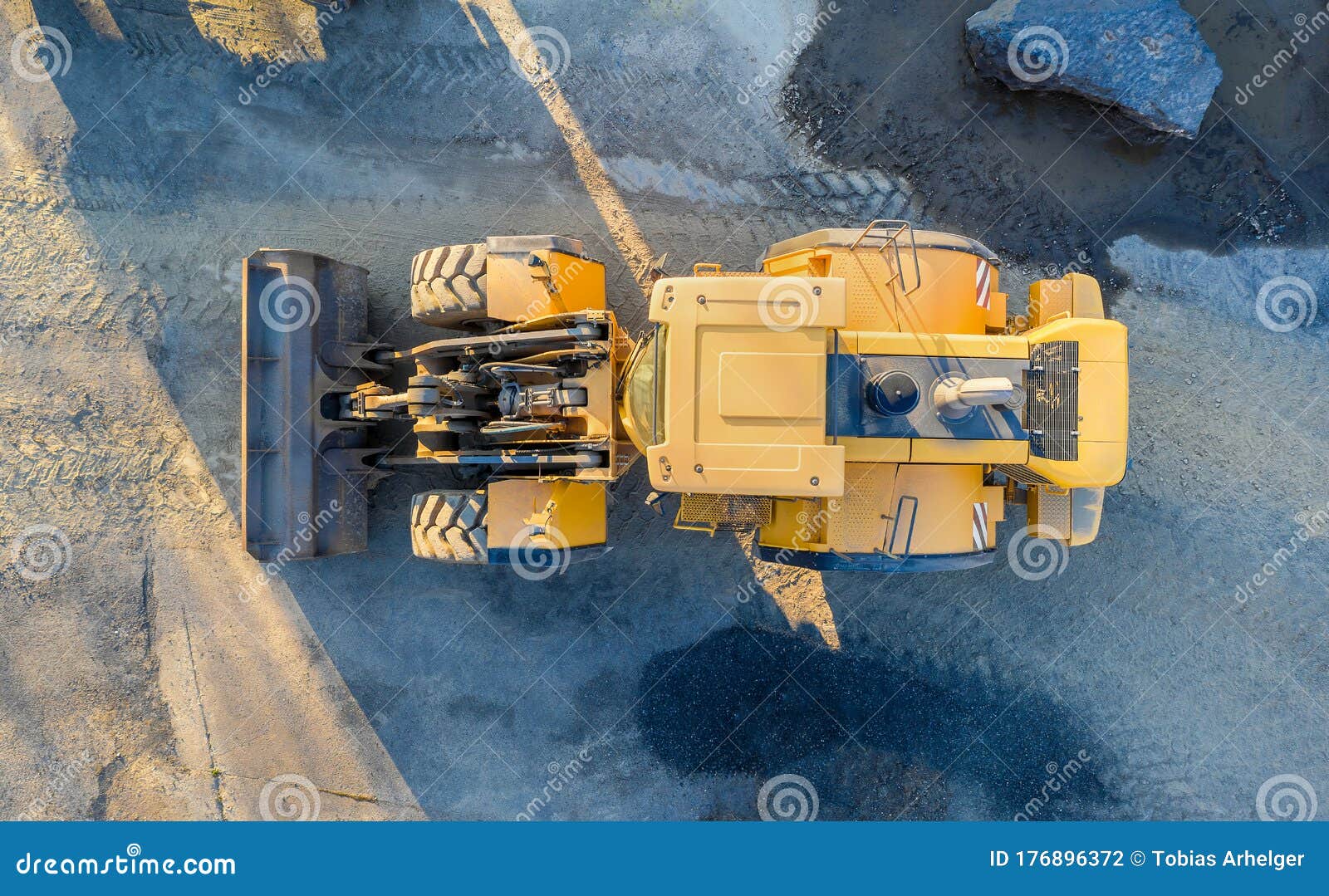 Excavator on an Construction Site from Above Stock Photo - Image of ...