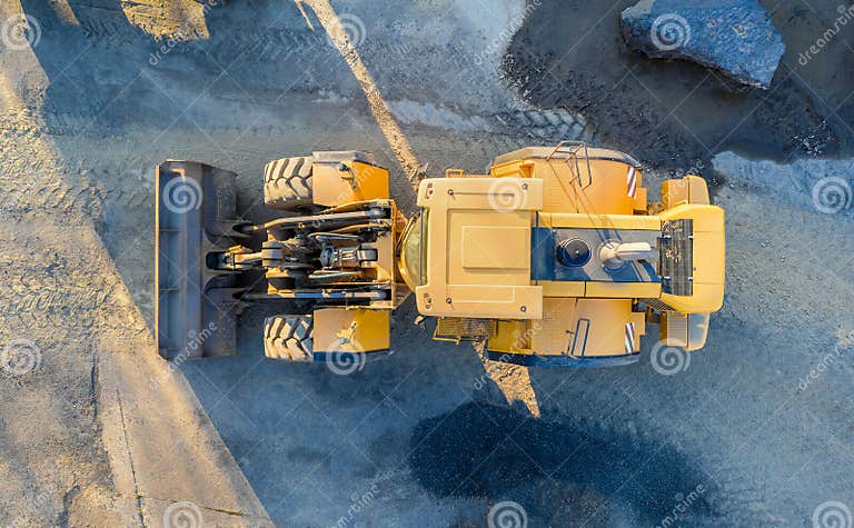 Excavator on an Construction Site from Above Stock Photo - Image of ...