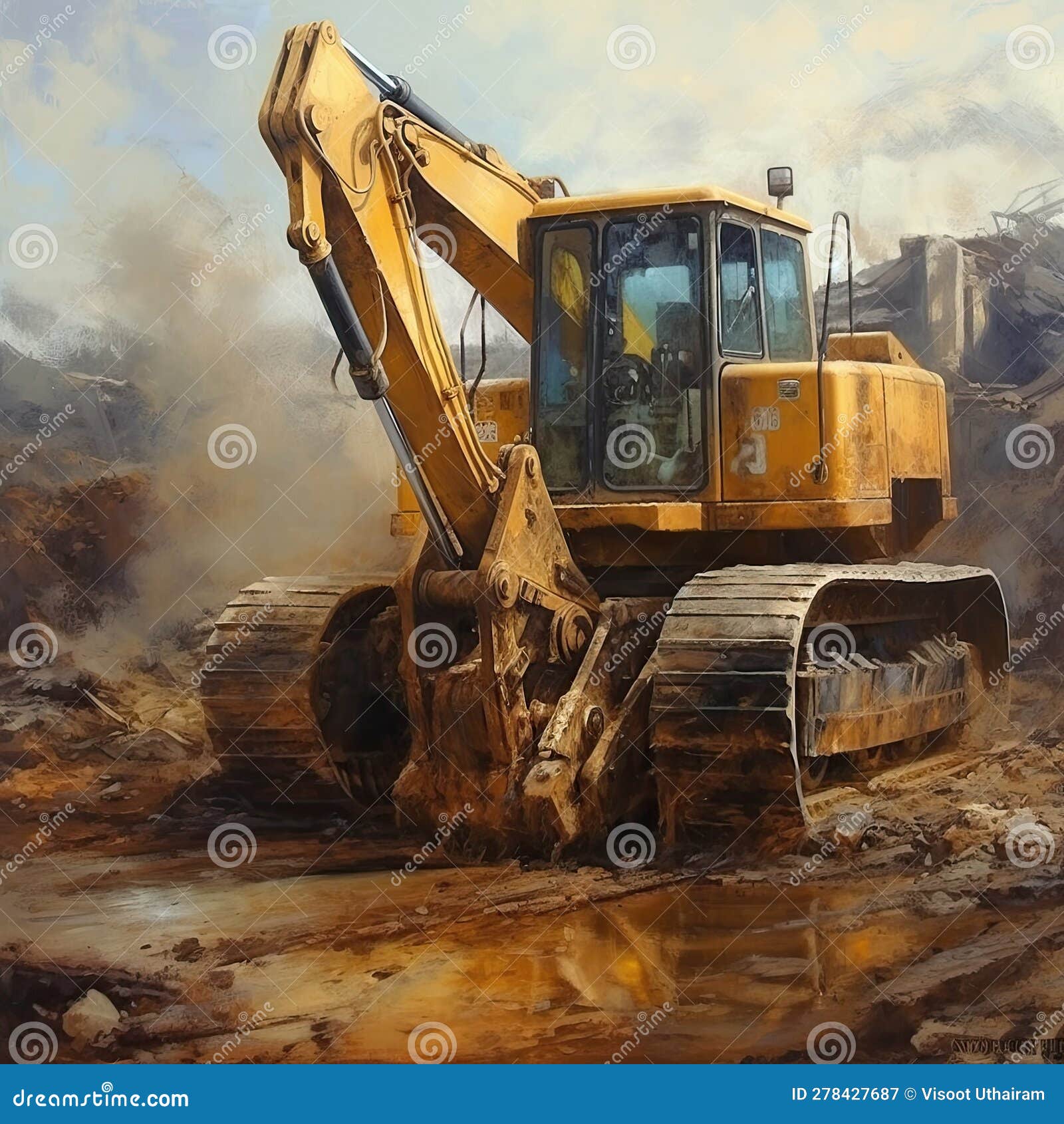 Excavator at Construction Site,backhoe,AI Generated Stock Image - Image ...