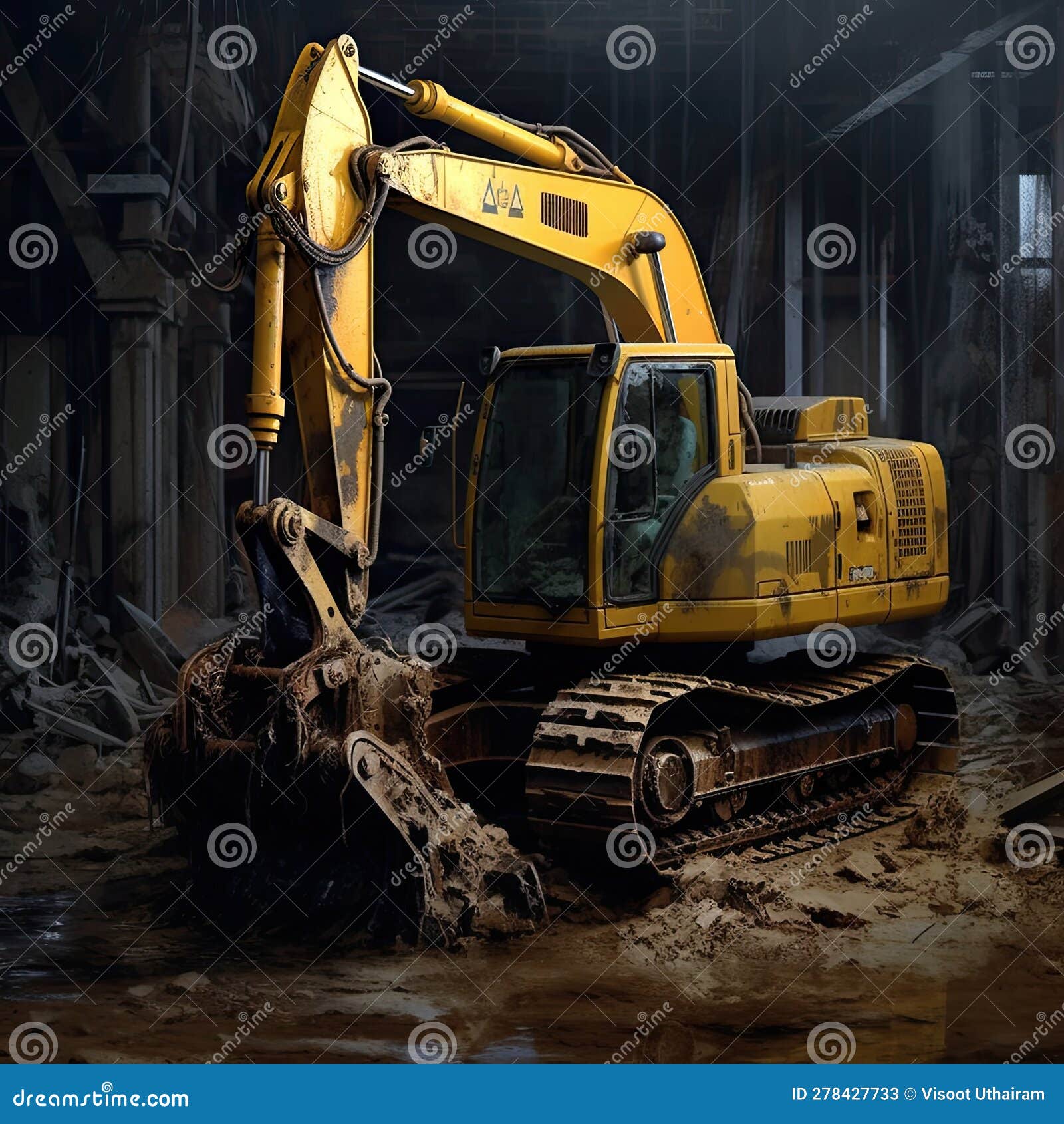 Excavator at Construction Site,backhoe,AI Generated Stock Image - Image ...