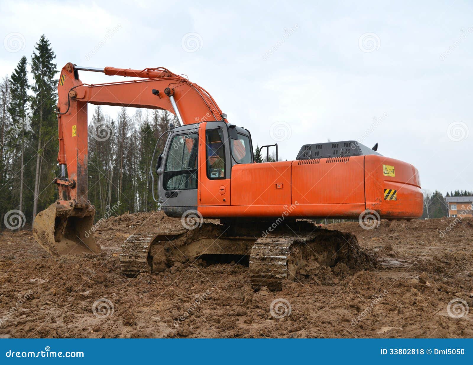 Excavator on Construction Site Stock Photo - Image of digger, bulldozer ...