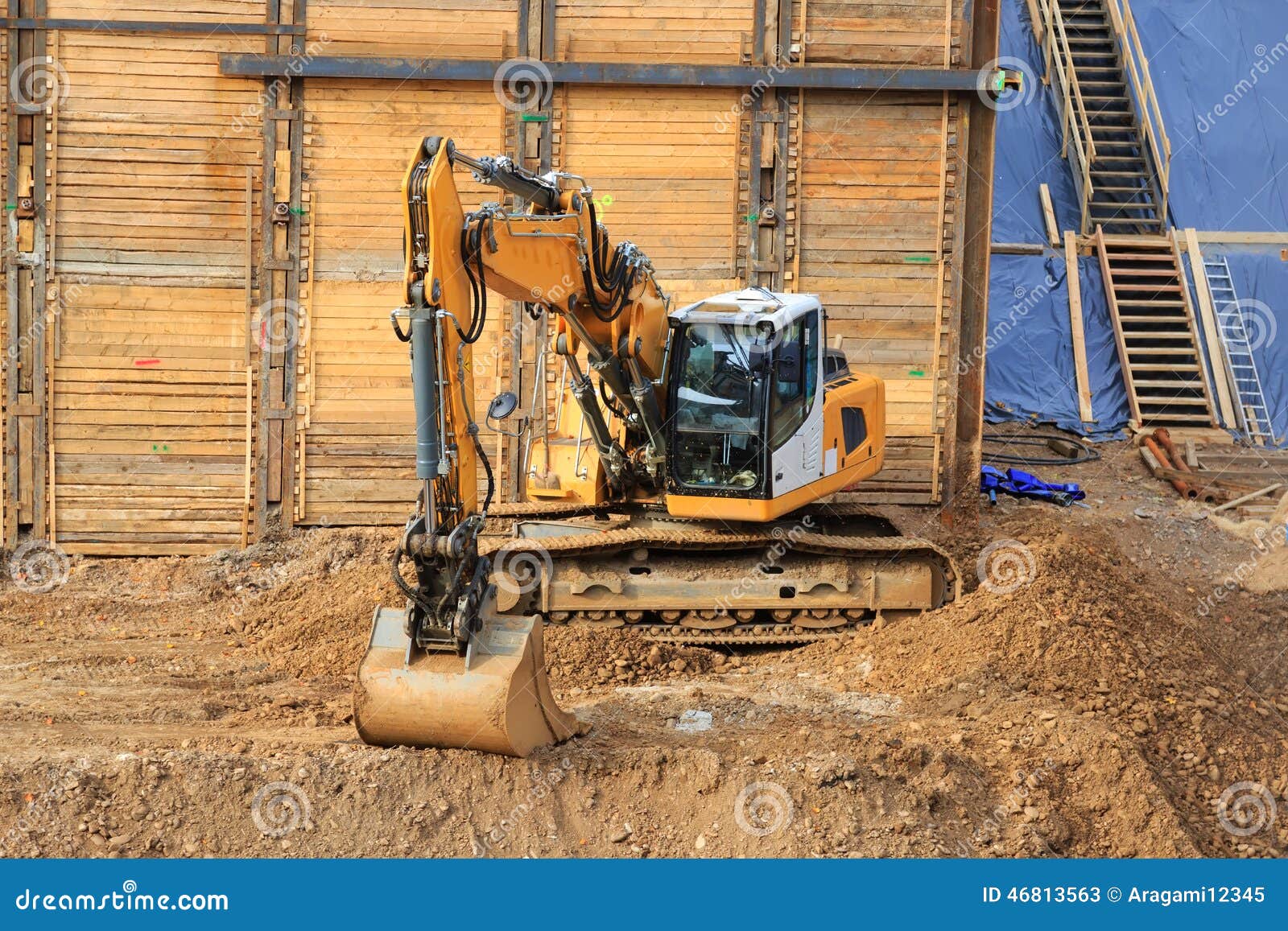 Excavator on the Construction Site Stock Image - Image of loader ...