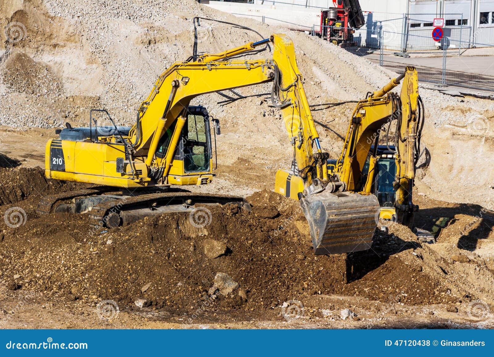 Excavator on Construction Site during Earthworks Stock Photo - Image of ...