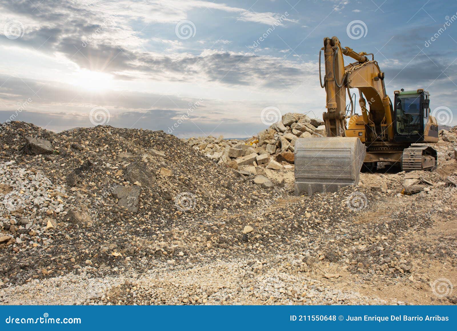 Excavator at a Construction Site in the Extraction of Stone and Rock ...