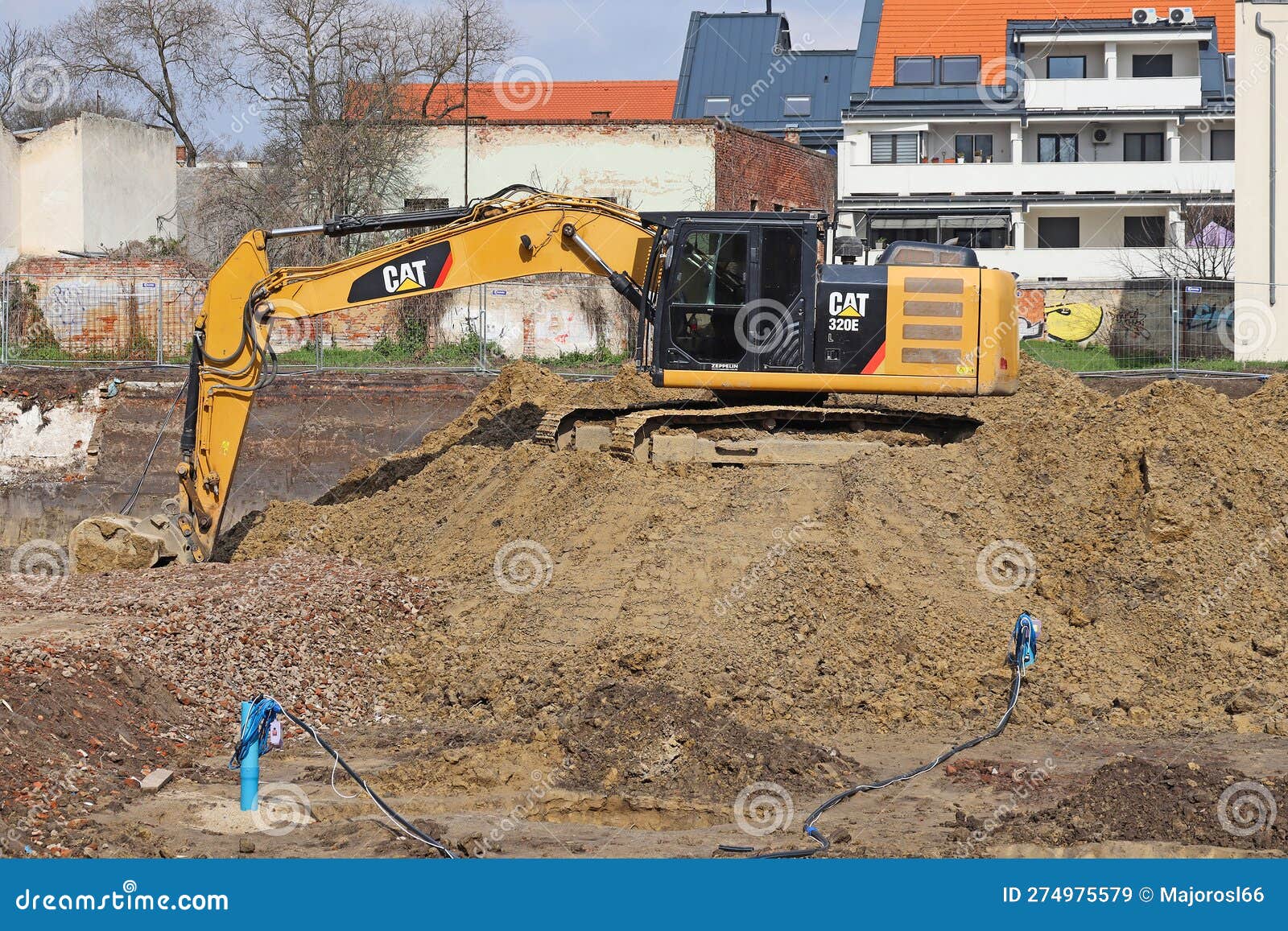 Excavator at the Construction Site Editorial Stock Image - Image of ...