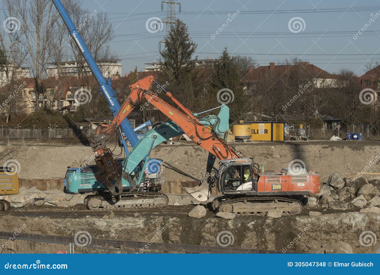 Excavator at a Construction Site Editorial Stock Photo - Image of load ...