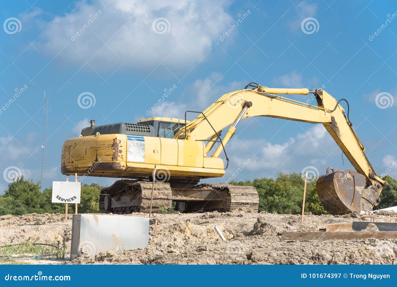 Excavator at Construction Site in Houston, Texas, USA Stock Image ...