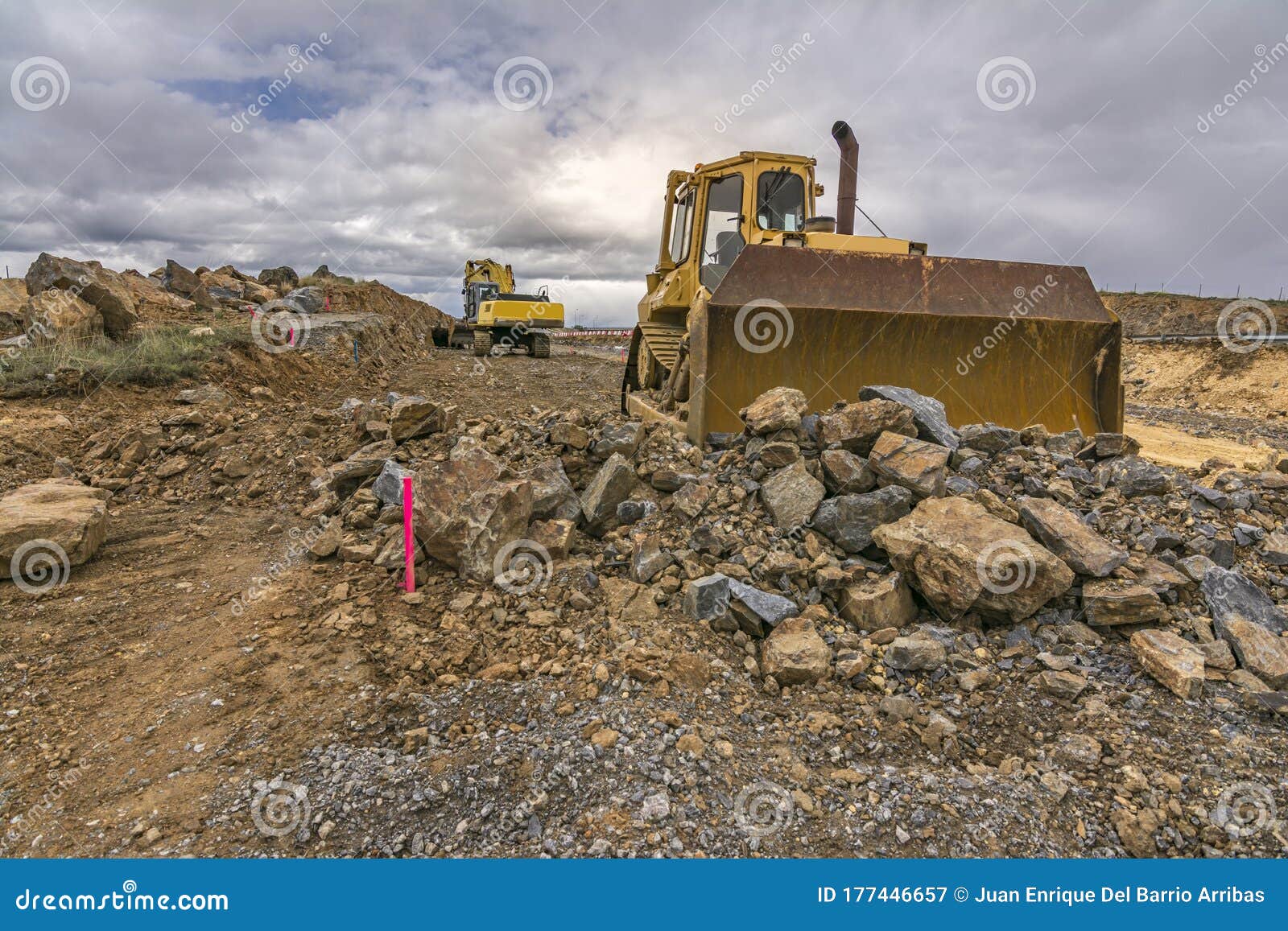 Excavator in a Construction Site with Mud Stock Image - Image of bucket ...