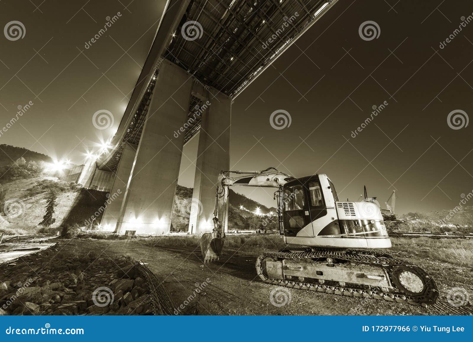 Excavator in Construction Site Stock Photo - Image of outdoors ...