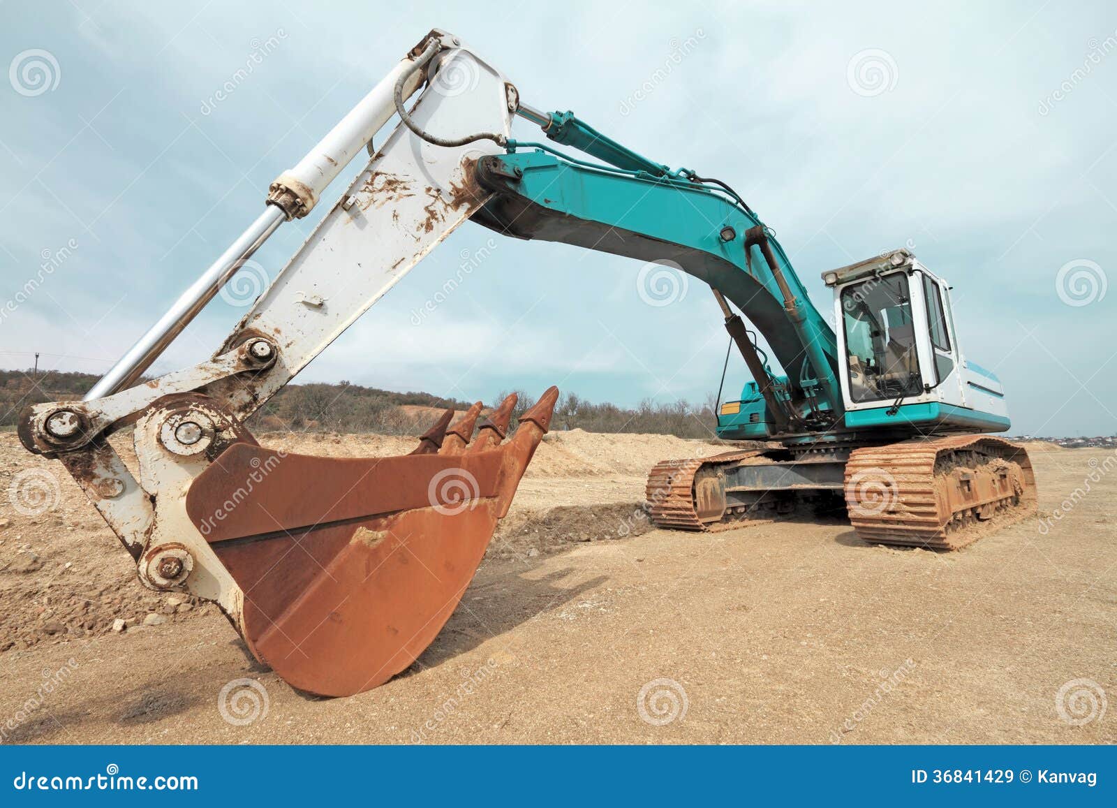 Excavator on Construction Site Stock Image - Image of land, caterpillar ...