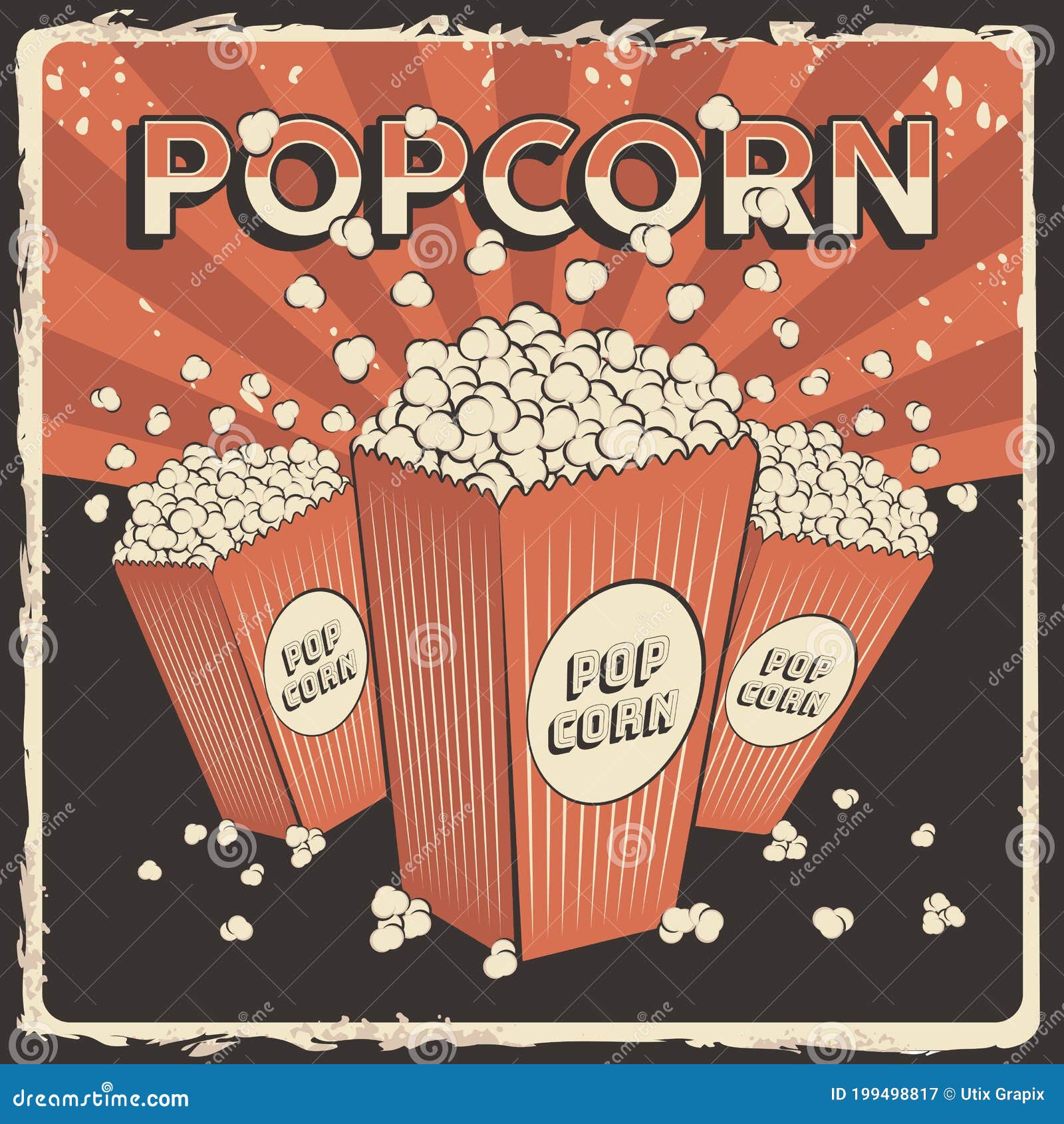 Popcorn Signage Poster Retro Rustic Stock Vector - Illustration of ...