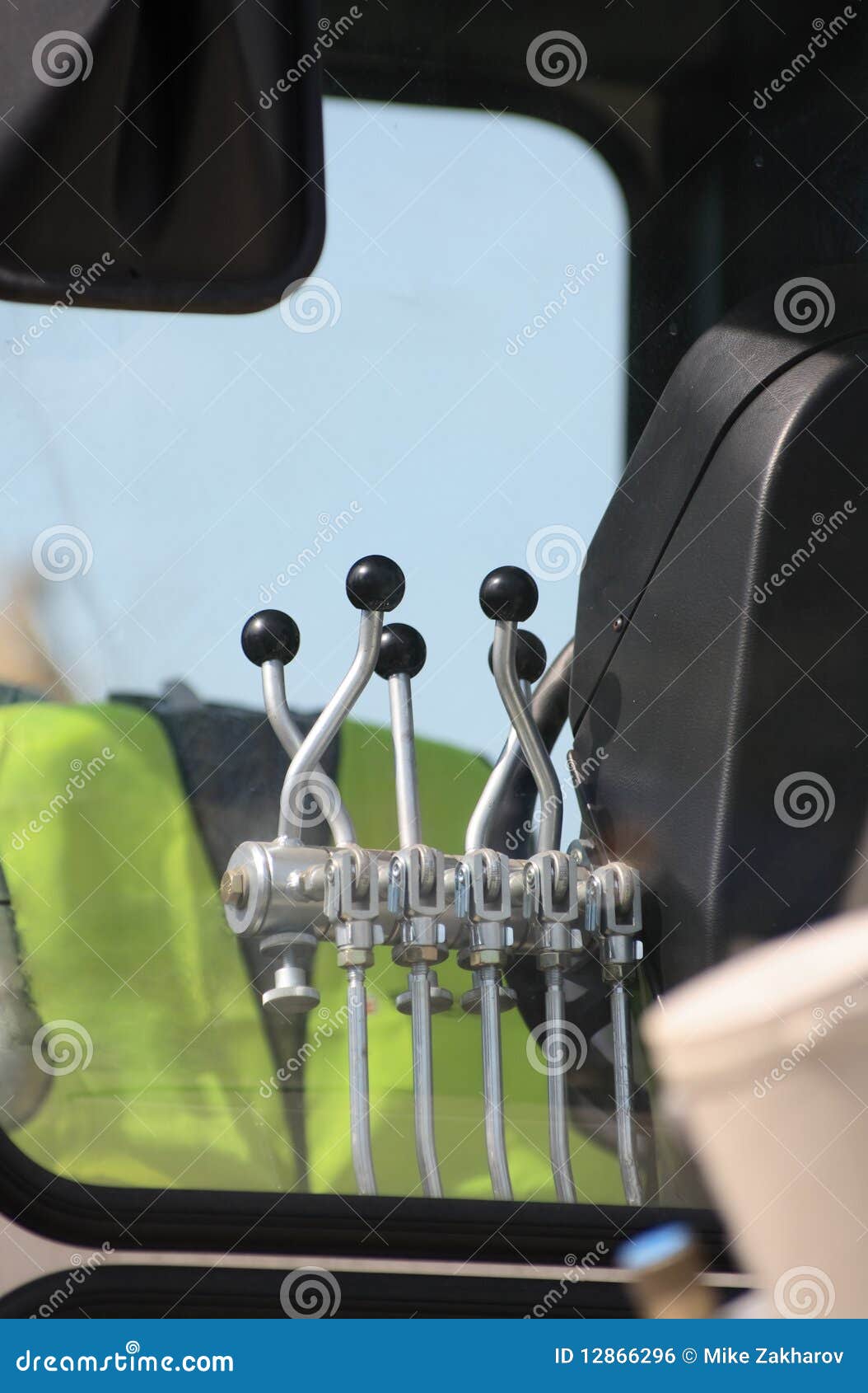 Excavator control levers. stock photo. Image of construction - 12866296