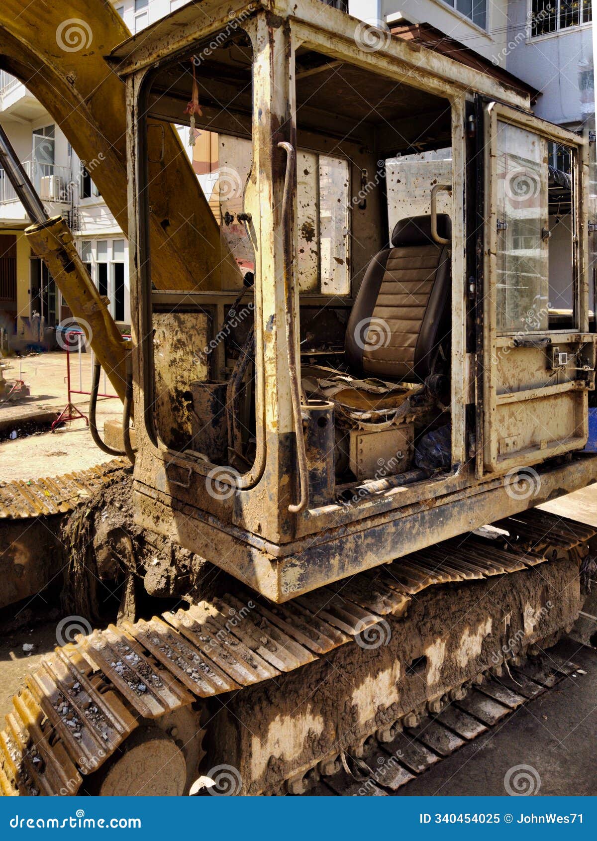 A Dusty Muddy Excavator after Water Receded Stock Image - Image of ...