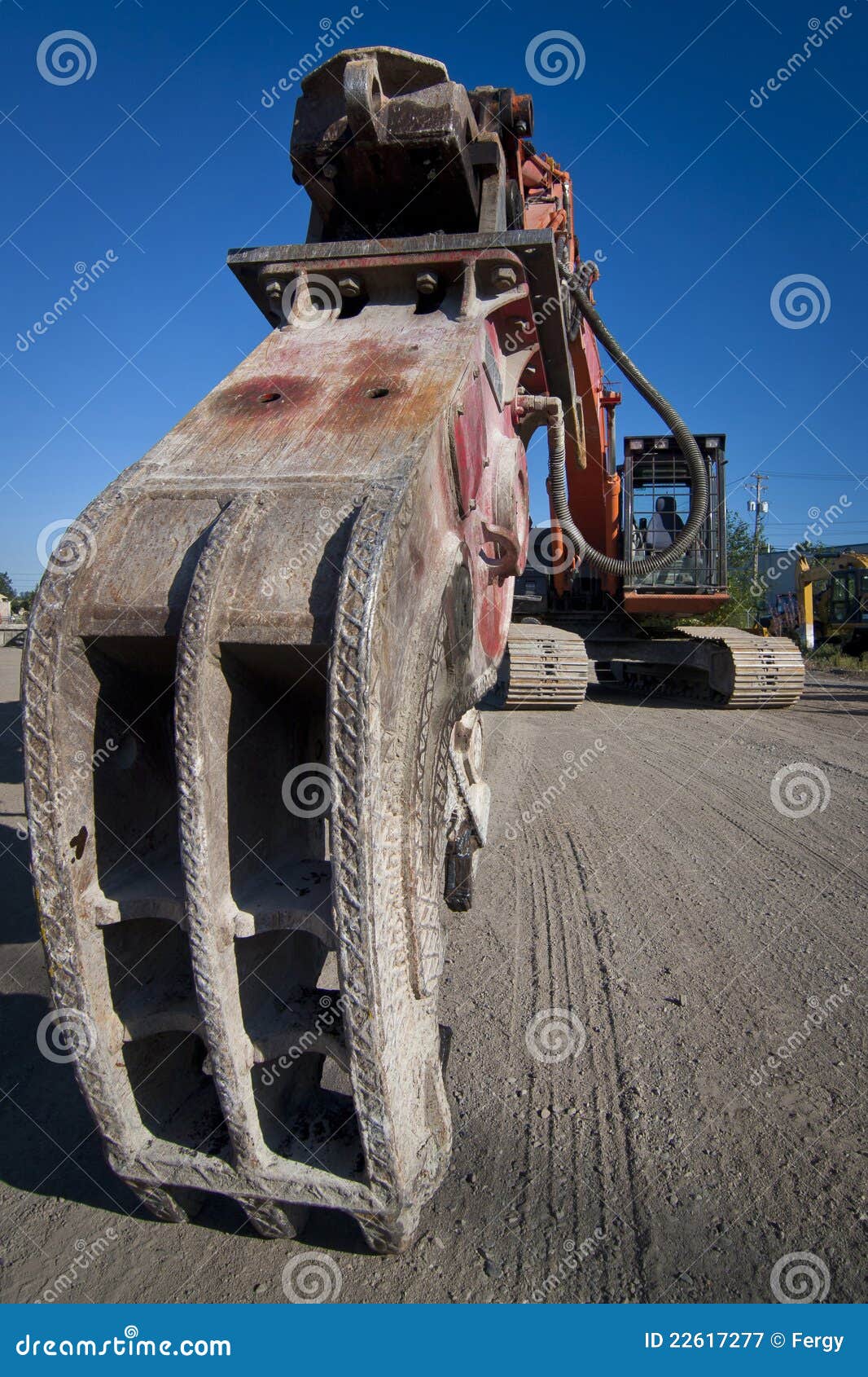 Excavator with Crusher Attachment Stock Image - Image of color, orange ...