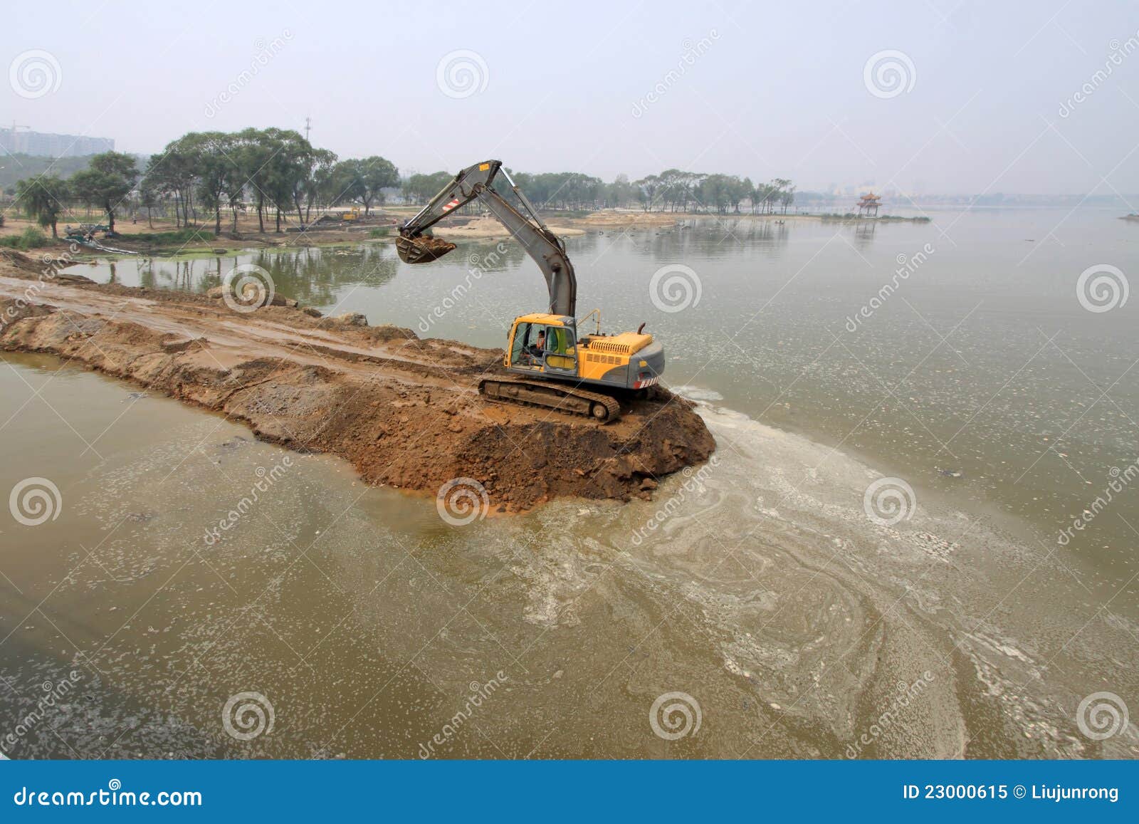 Excavator in a Dam Construction Site Stock Image - Image of turkmen ...