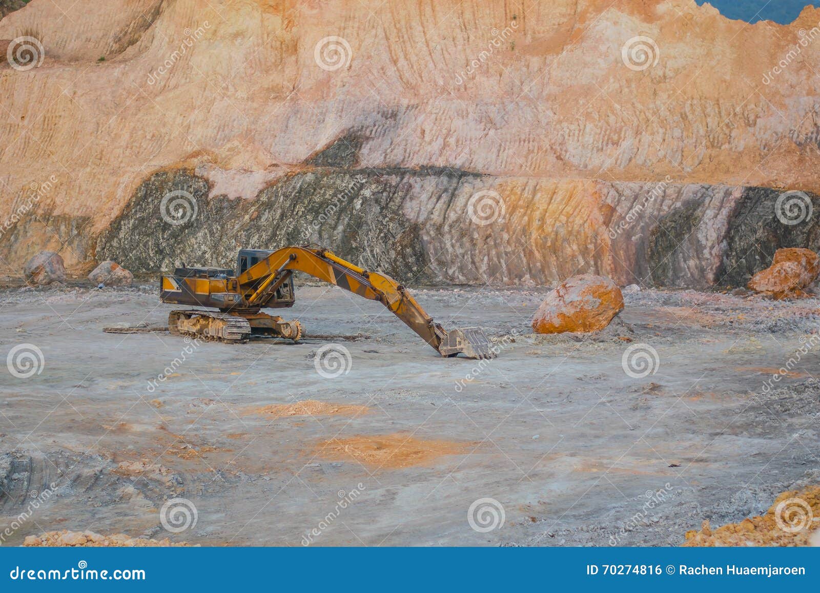 Excavator Damage in Work Site Stock Photo - Image of shovel, organge ...
