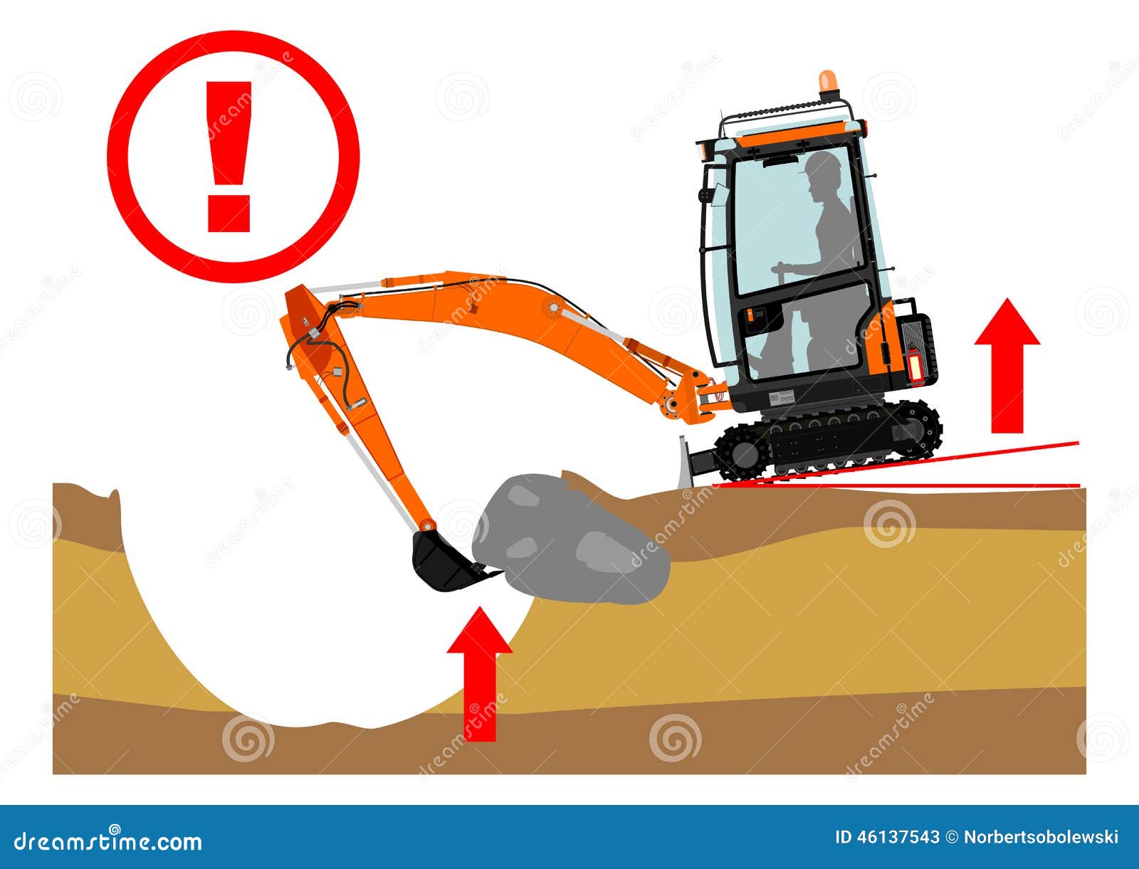 The Excavator Dangers Stock Vector - Image: 46137543
