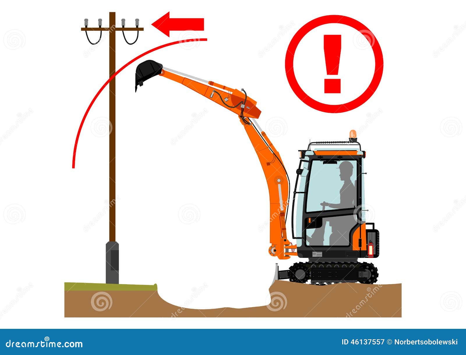 The excavator dangers stock vector. Illustration of deep - 46137557