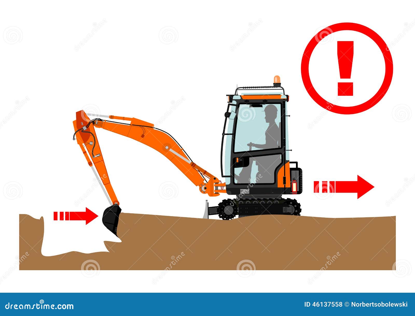 The excavator dangers stock vector. Illustration of machinery - 46137558