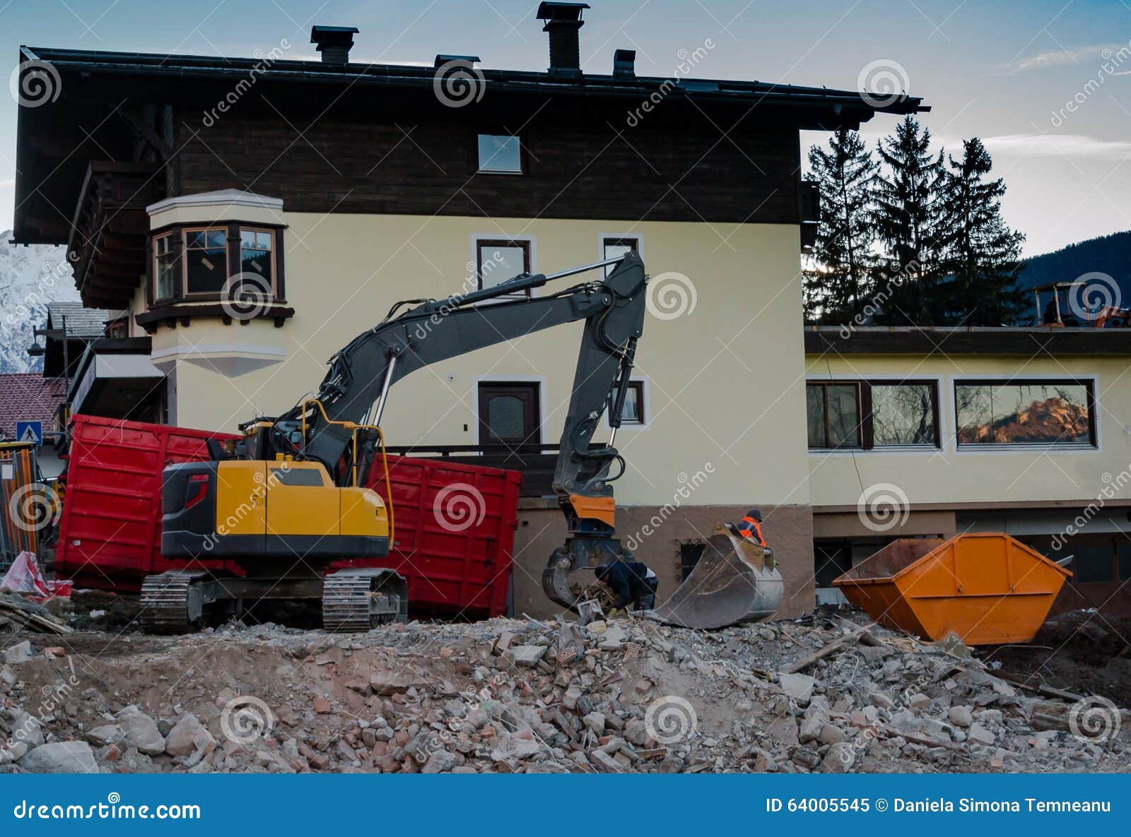 Excavator on Demolition Site Stock Image - Image of excavator, demolish ...