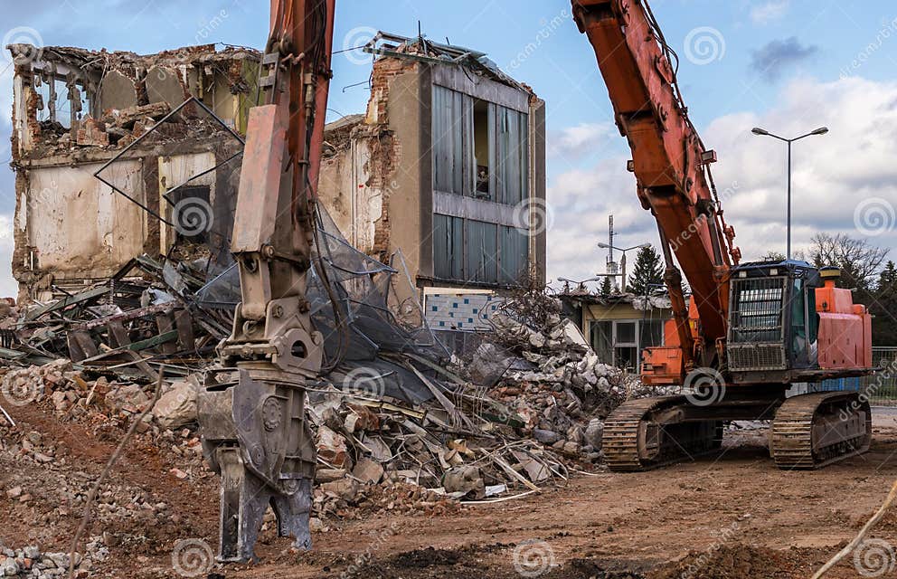 Excavator during Demolition Work Image Stock Image - Image of industry ...