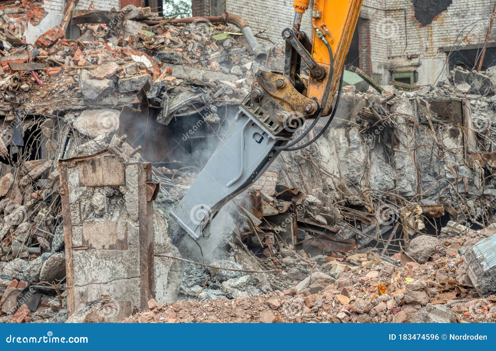Excavator Destroyer during Operation. Stock Photo - Image of demolished ...
