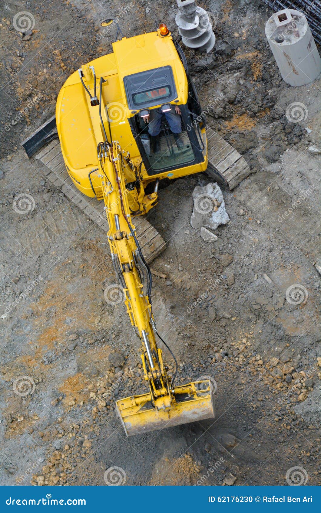 Excavator Digger in Construction Site Stock Photo - Image of bulldozer ...