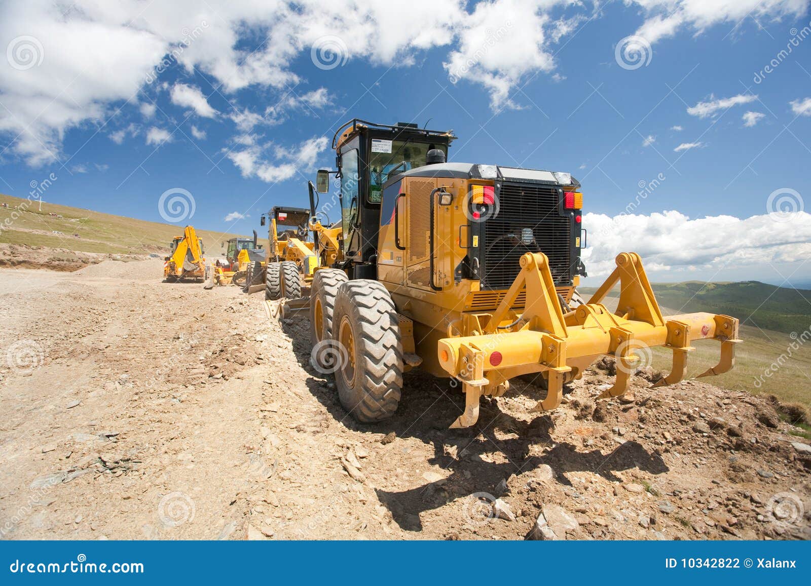 Excavator, Digger, Earthmover at Construction Site Stock Photo - Image ...