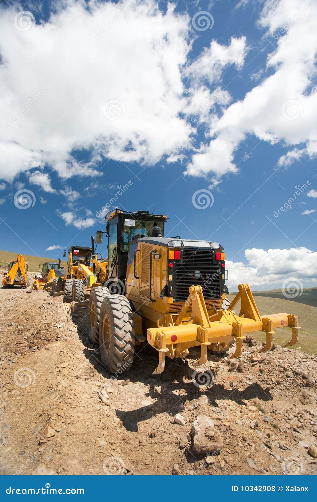 Excavator, Digger, Earthmover at Construction Site Stock Photo - Image ...