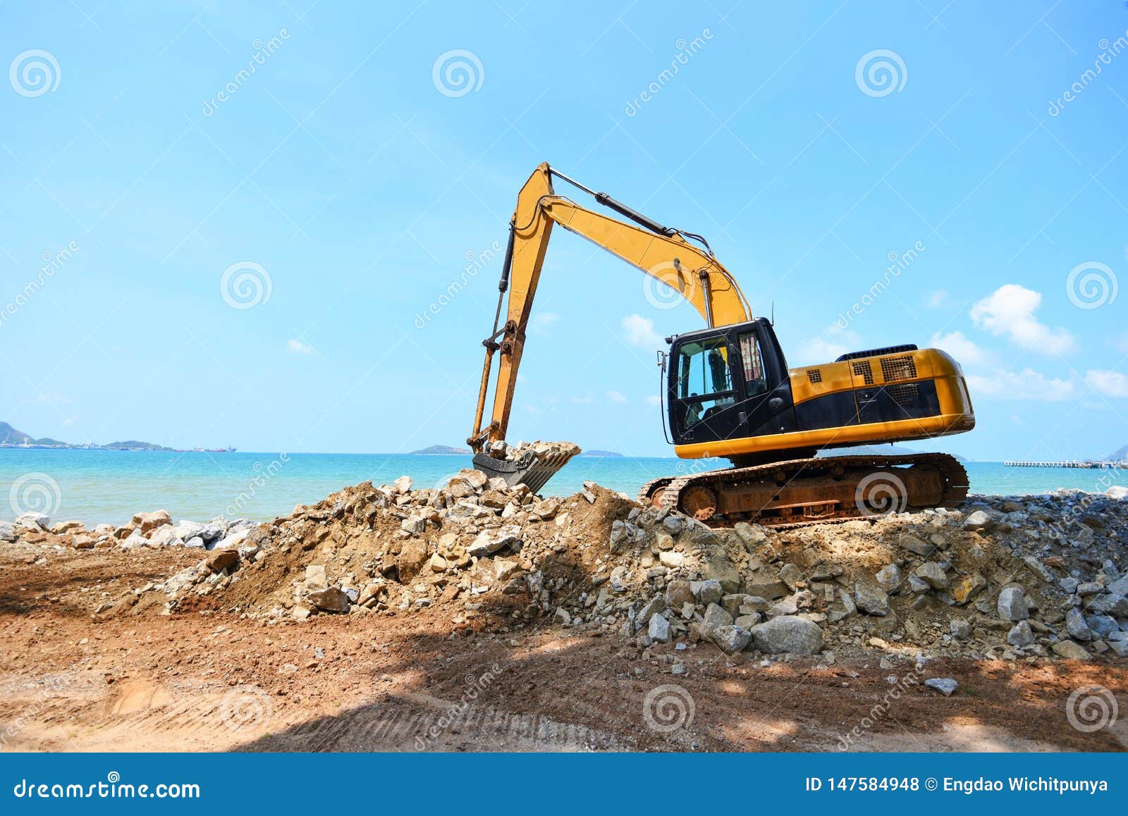 Red Digger In Stone-pit Stock Photography | CartoonDealer.com #78779996
