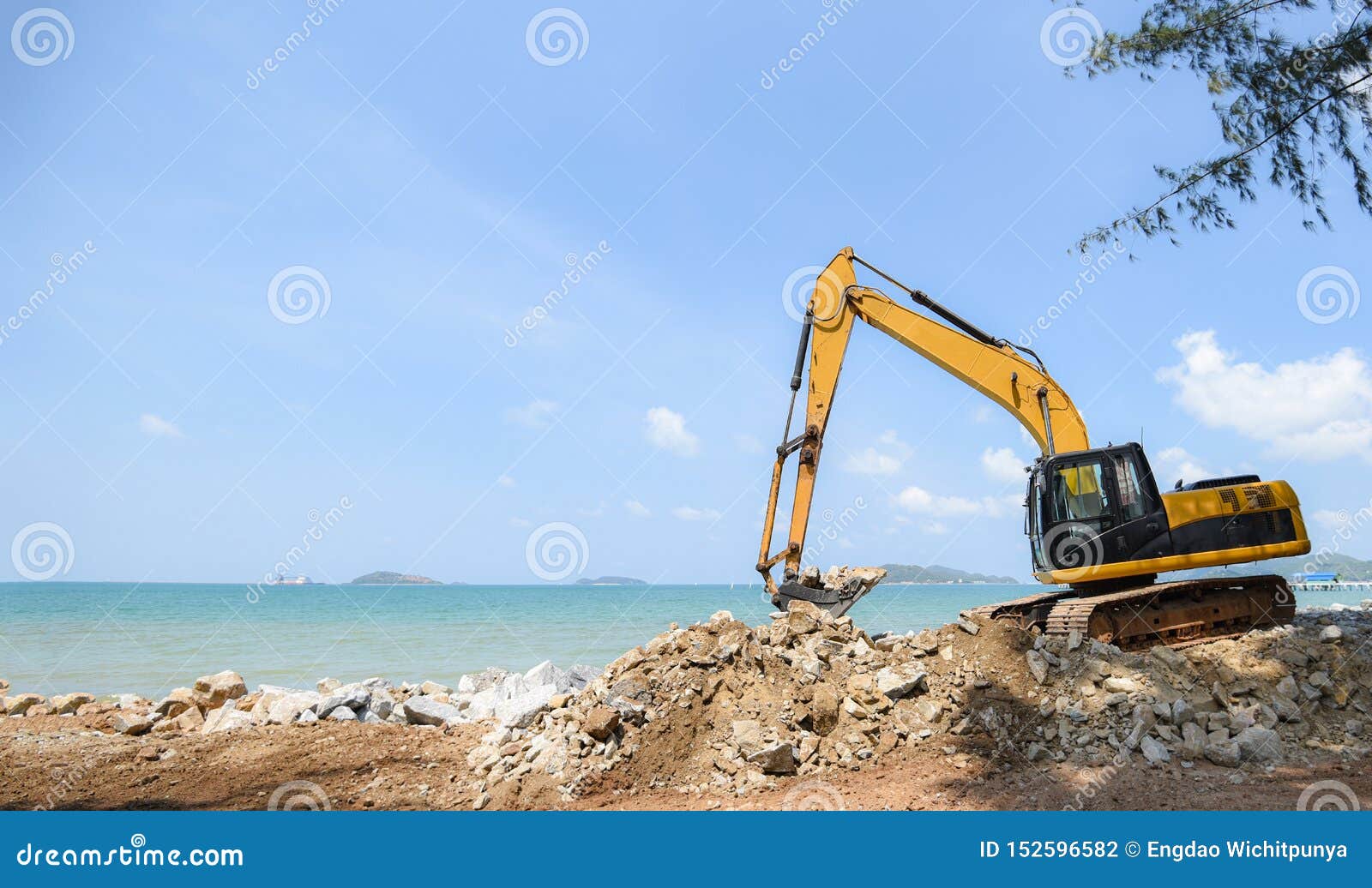 Red Digger In Stone-pit Stock Photography | CartoonDealer.com #78779996